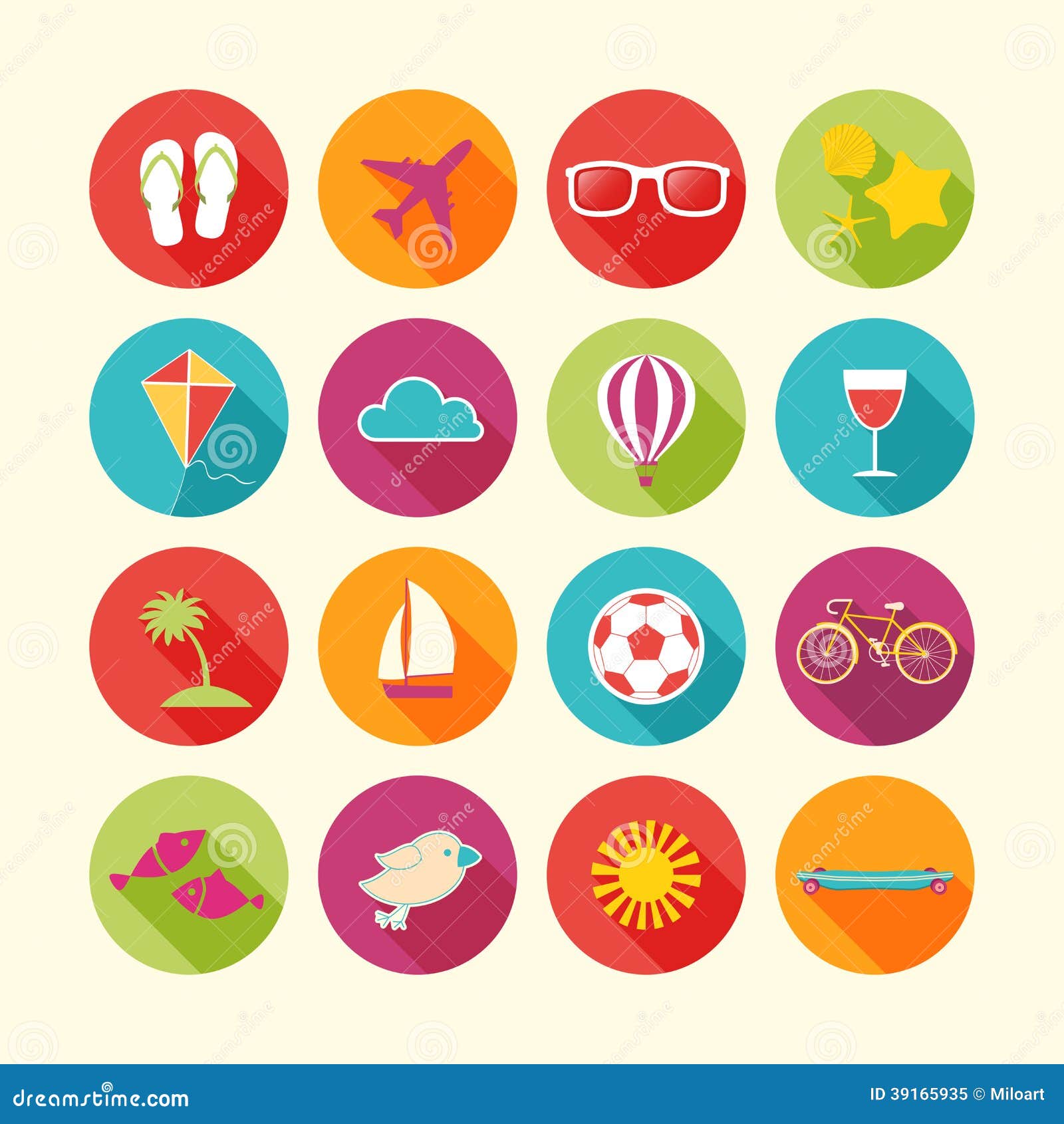 Set of Summer objects. stock vector. Illustration of decoration - 39165935