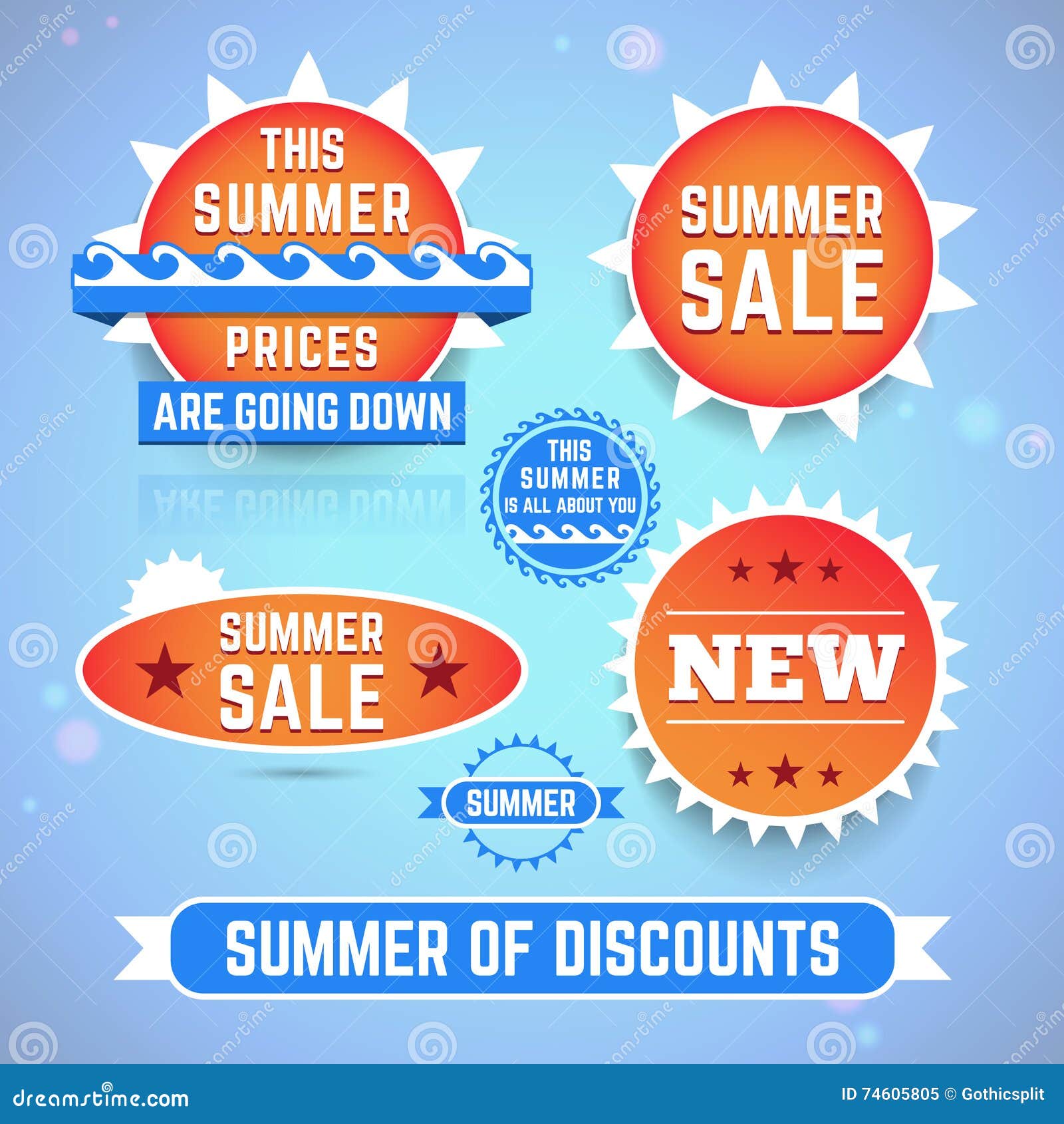 Set of Summer Promo Labels. Stock Illustration - Illustration of shape ...