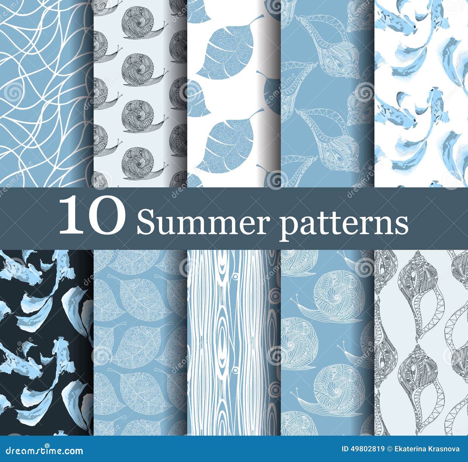 Set of 10 Summer Seamless Patterns Stock Vector - Illustration of ...