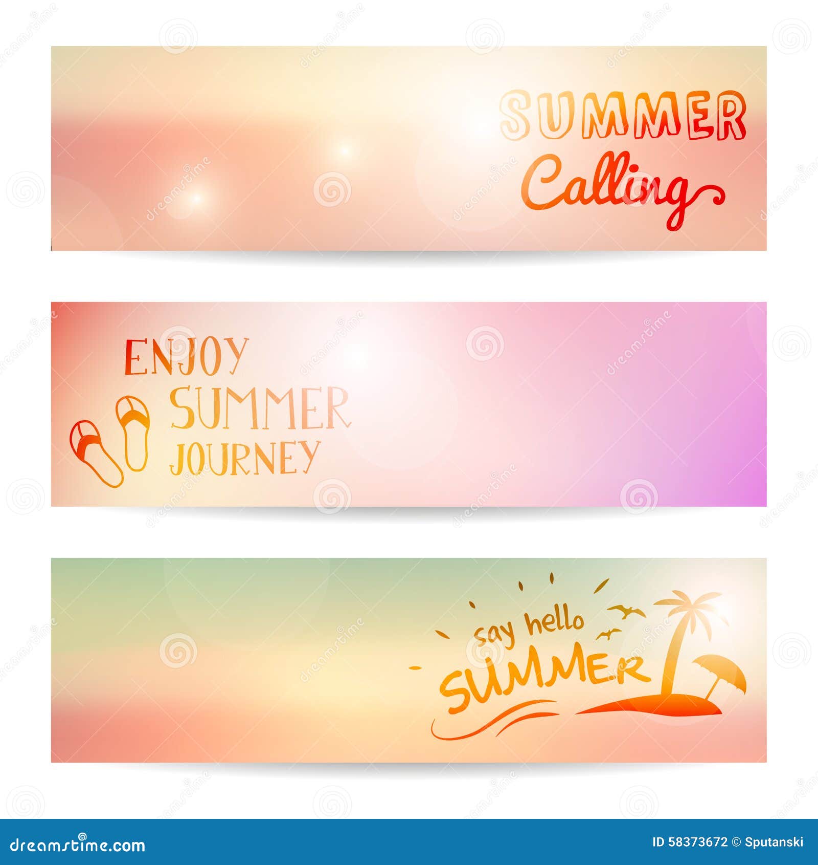 Set of Summer Sunset Banner Stock Vector - Illustration of calligraphic ...
