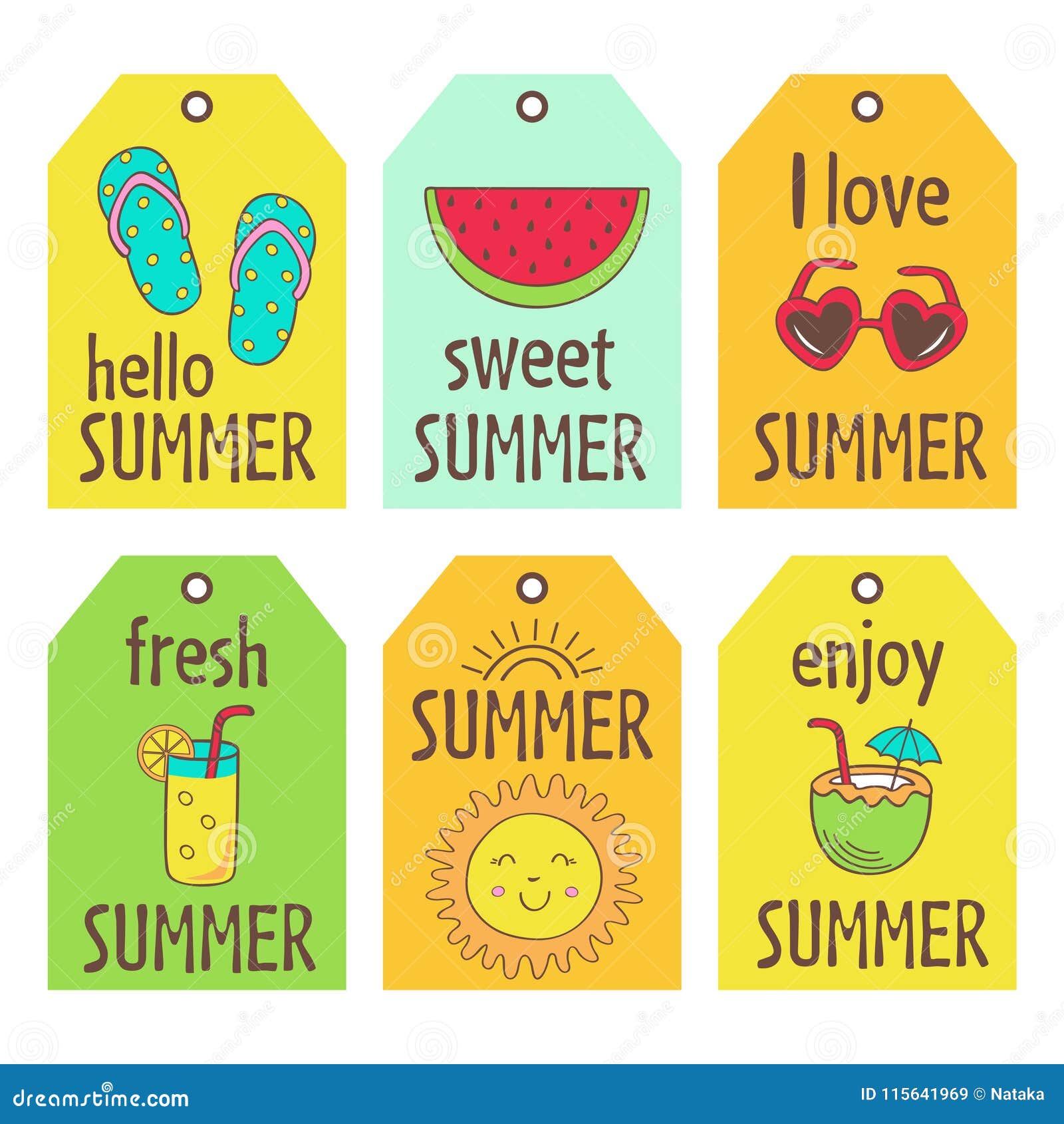 Set of summer tags stock vector. Illustration of fresh - 115641969