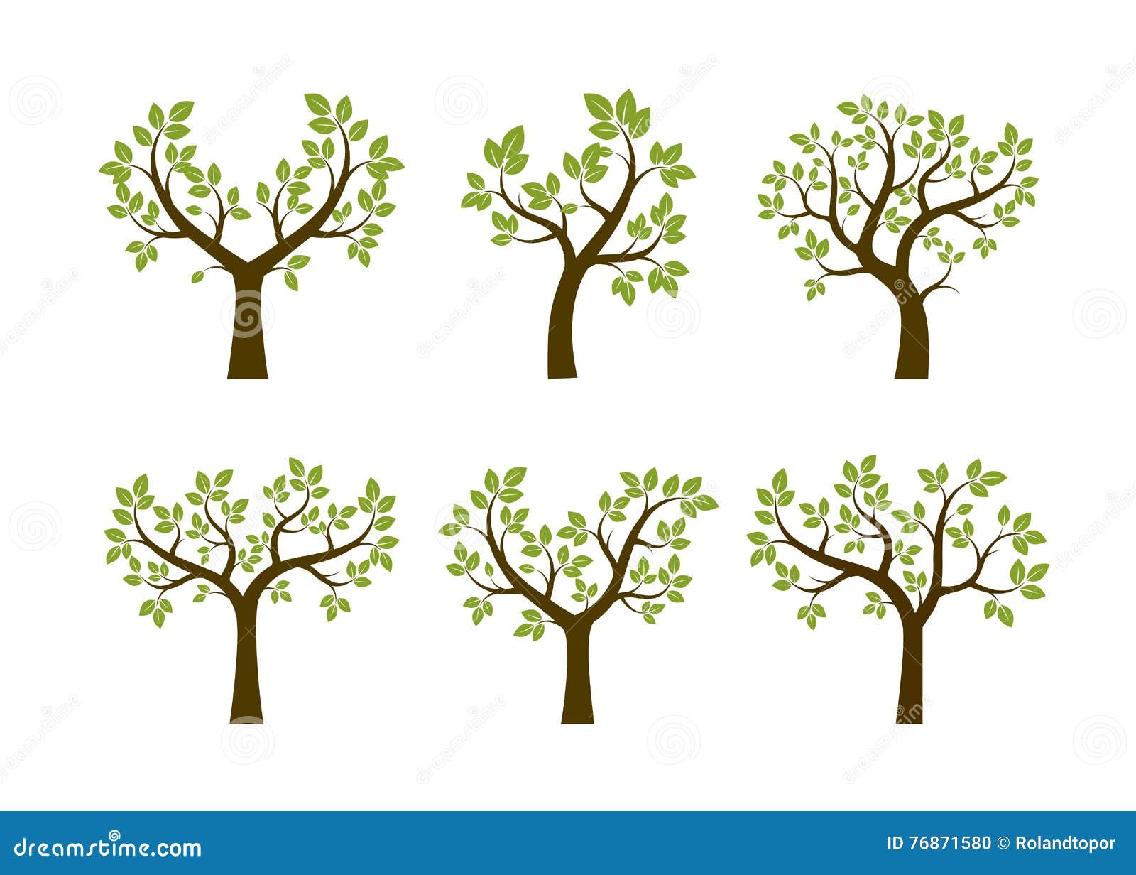 Set of Summer Trees. Vector Illustration. Stock Vector - Illustration ...
