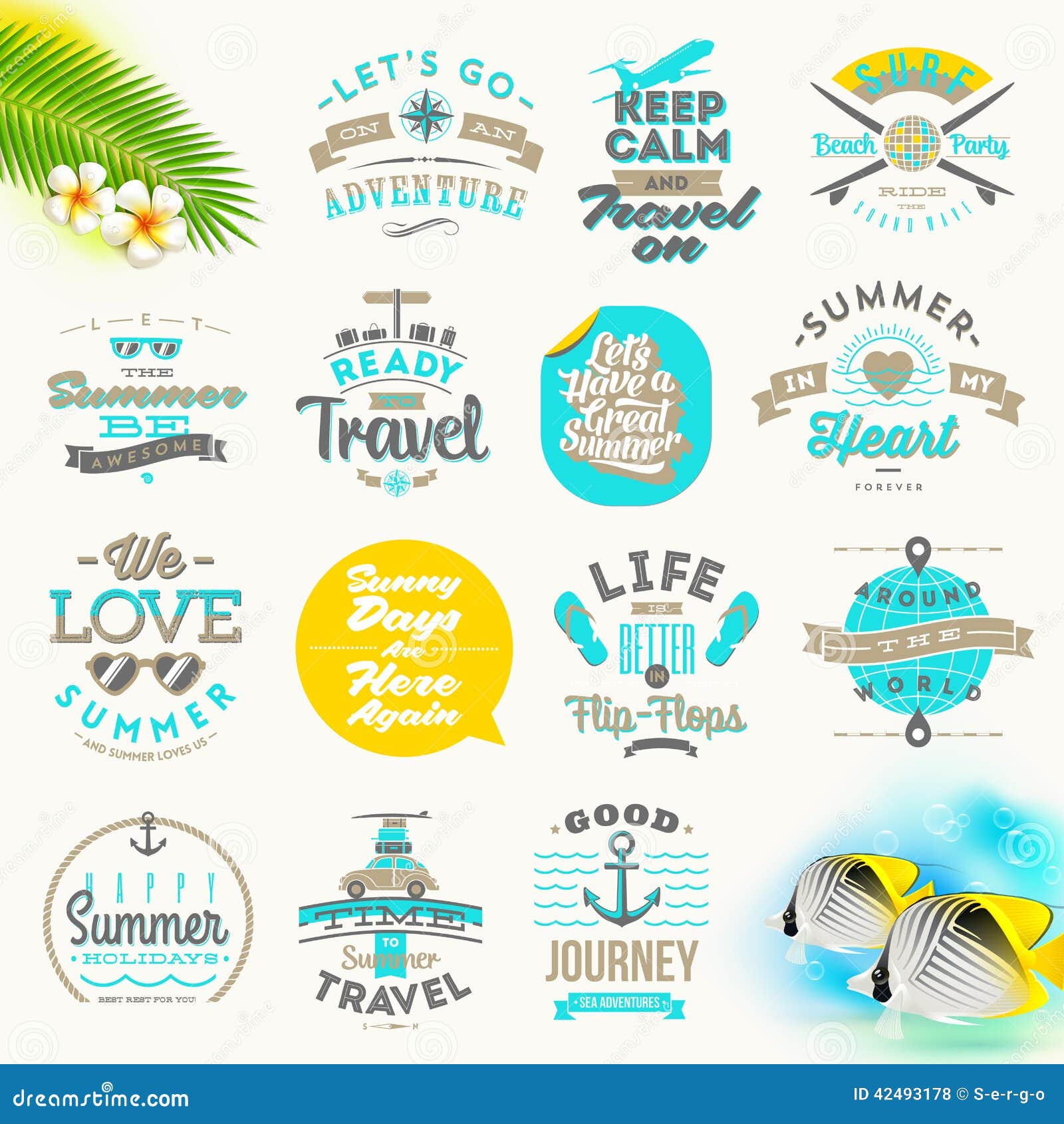 Set of Summer Vacation Type Design Stock Vector - Illustration of flip ...