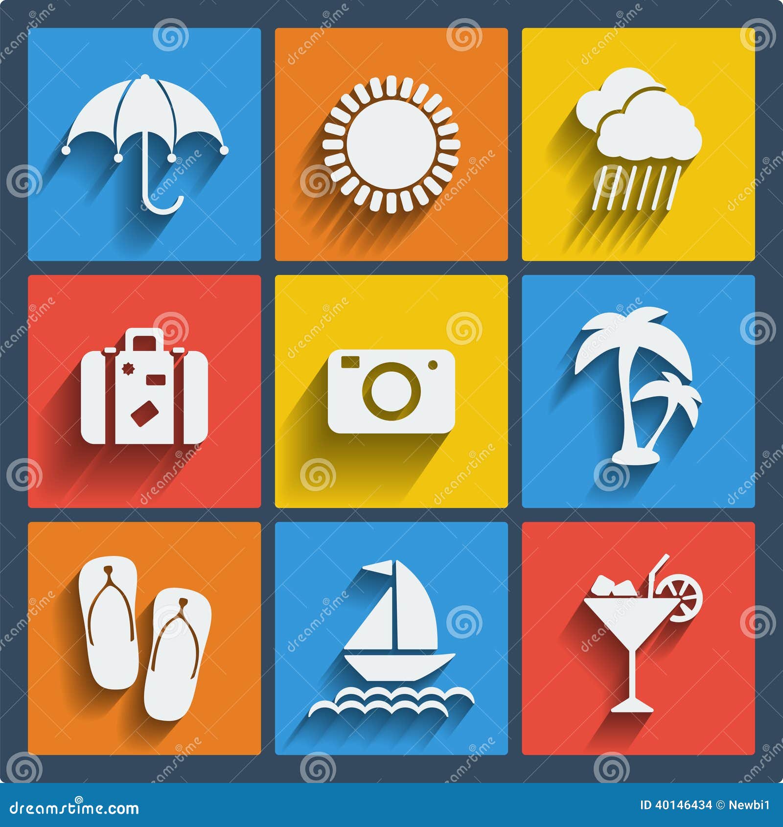 Set of 9 Summer Web and Mobile Icons. Vector. Stock Vector ...