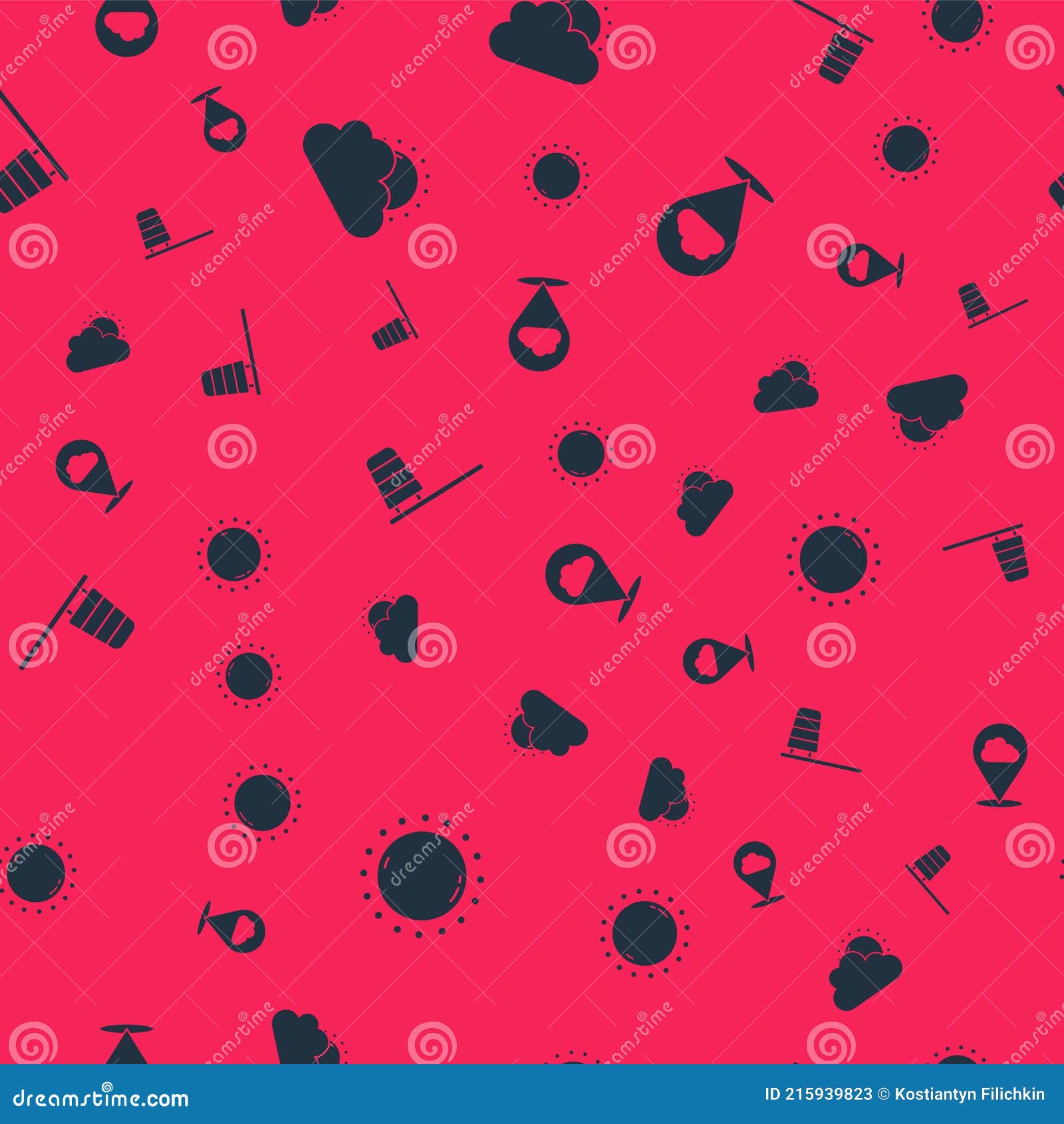 Set Sun, and Cloud Weather, Cone Windsock Wind Vane and Location on ...