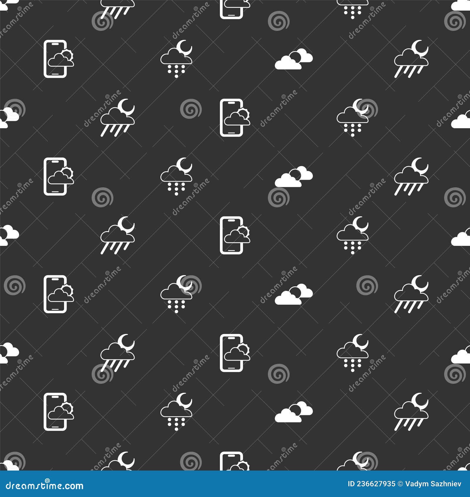 Set Sun and Cloud Weather, Cloud with Rain Moon, Weather Forecast and ...