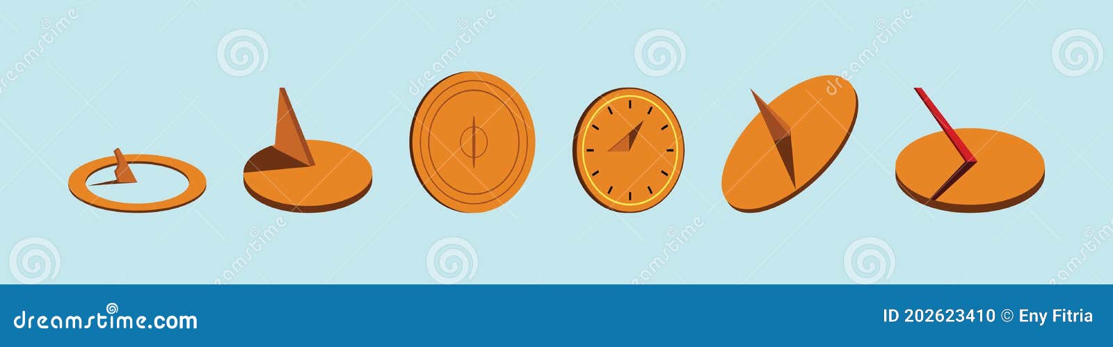Set of Sun Dial. Cartoon Icon Design Template with Various Models ...