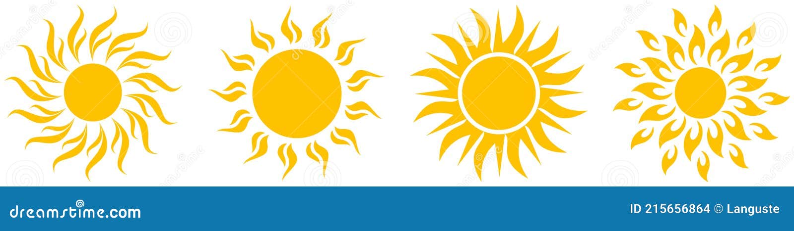 Set of Sun Icon or Solar Vector Symbols on a White Isolated Background ...
