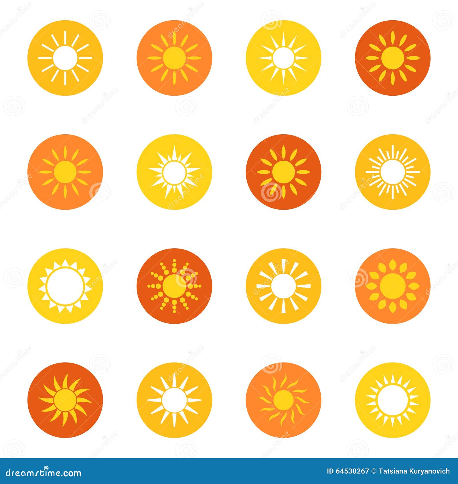 Set of Sun Icons on Color Background, Illustration Stock Vector ...