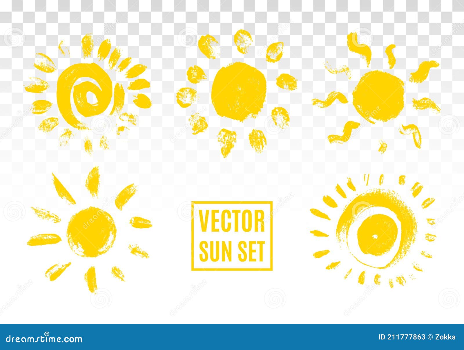 Set of Sun Icons. Hand Drawn Brushstroke Design Elements Stock Vector ...