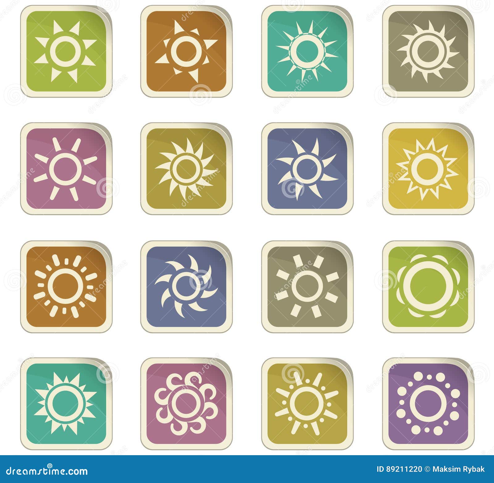 Set of sun icons stock illustration. Illustration of decoration - 89211220