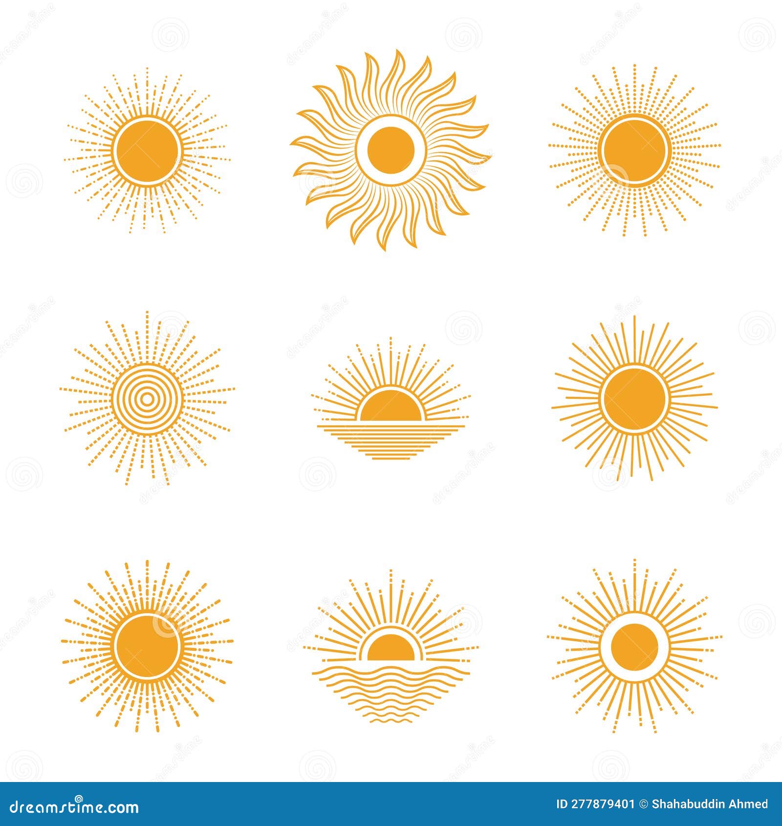Set of Sun Logo Vector Sun Icon. Stock Vector - Illustration of element ...