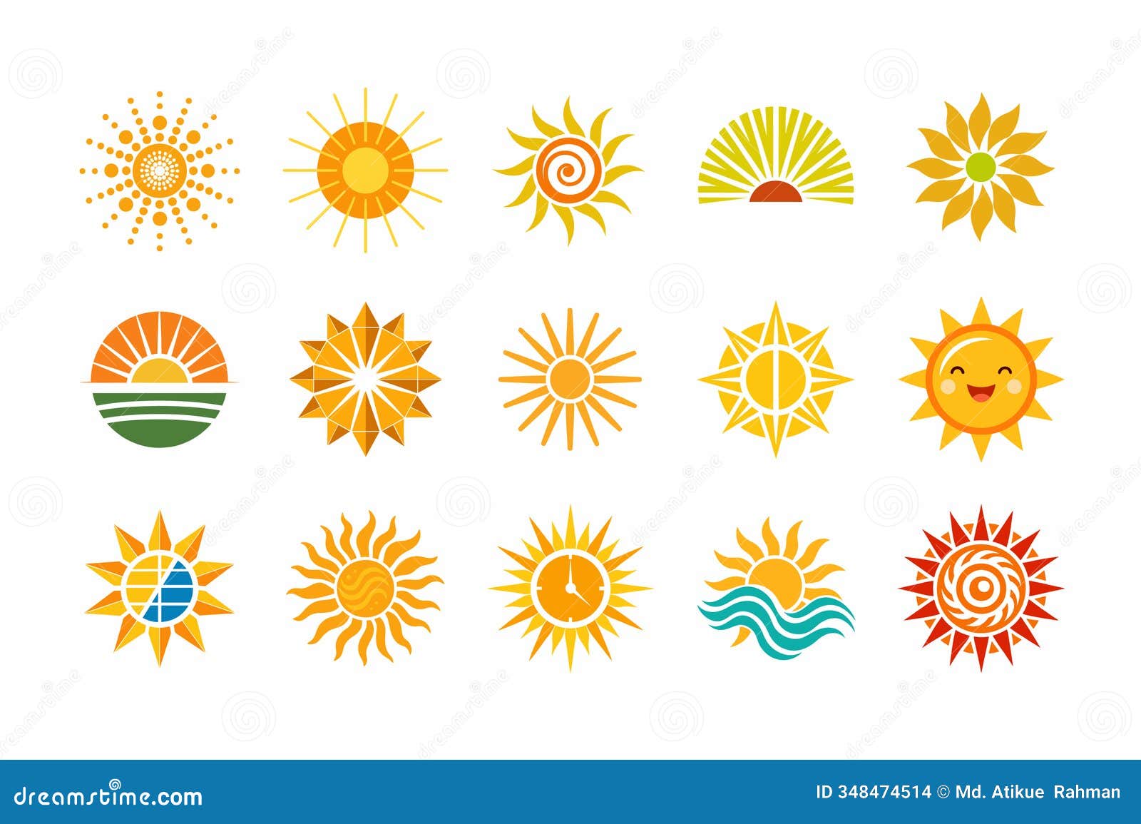 Set sun logo illustration stock illustration. Illustration of radiant ...