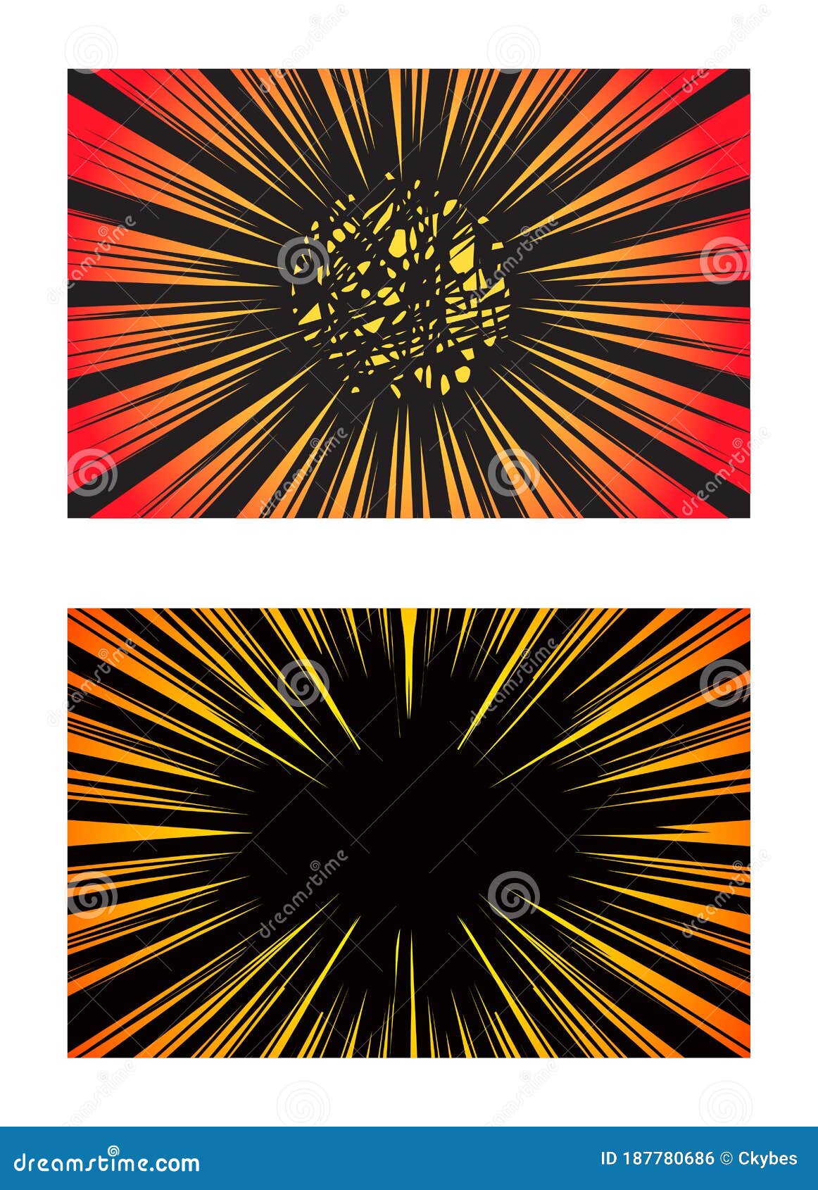 Set of Sun Rays or Explosion Boom for Comic Books Radial Stock Vector ...
