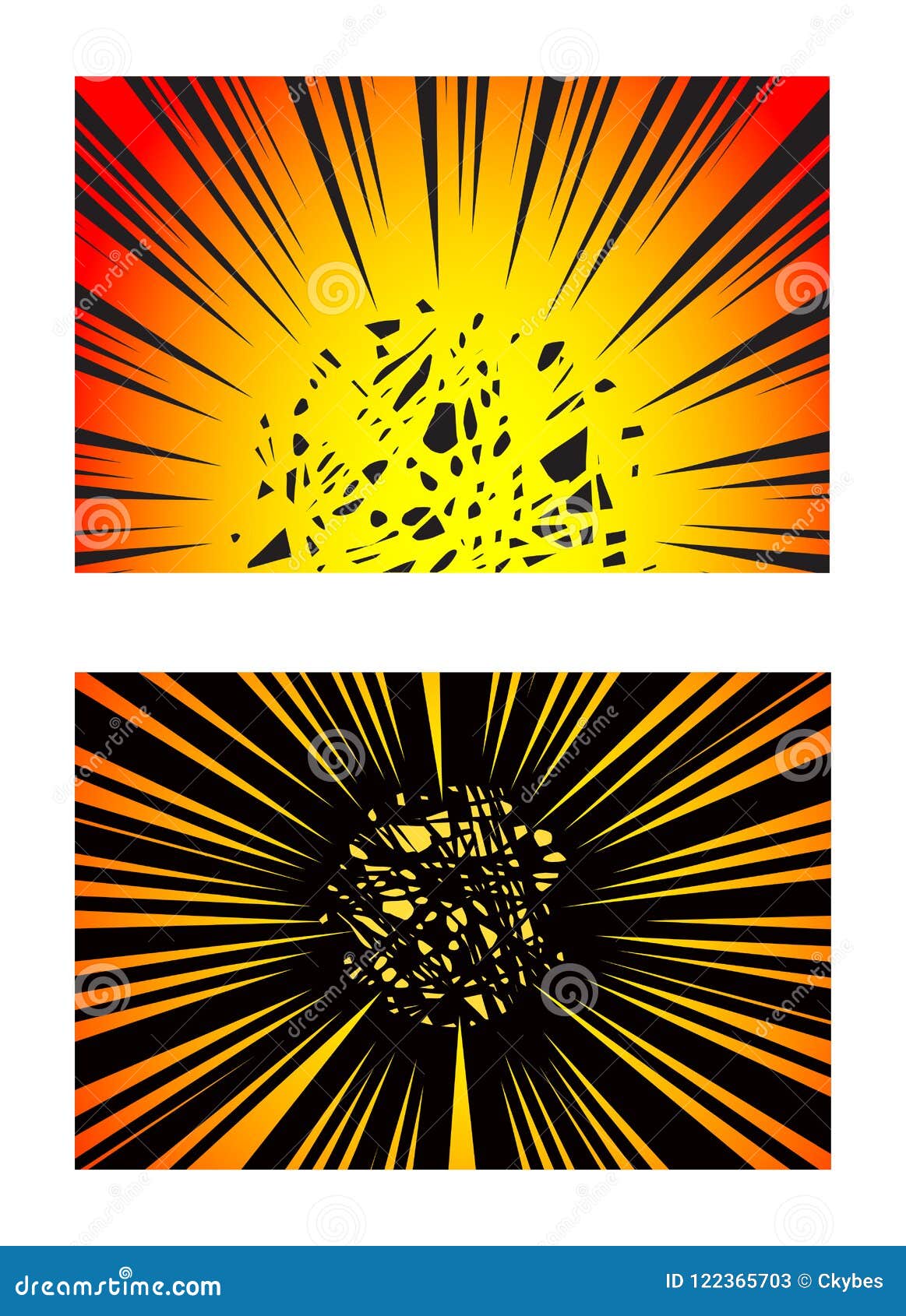 Set of Sun Rays or Explosion Boom for Comic Books Radial Background ...