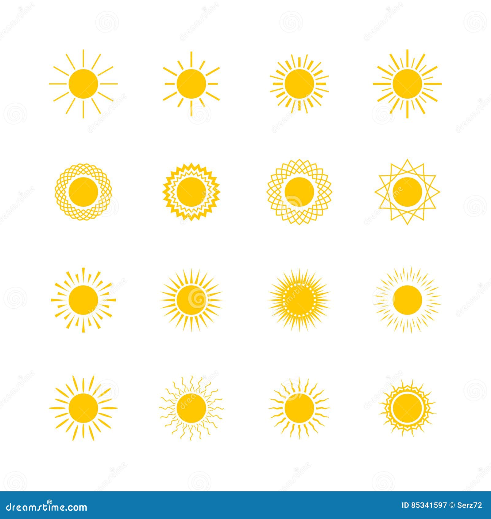 Set of Sun Shapes stock vector. Illustration of sunny - 85341597