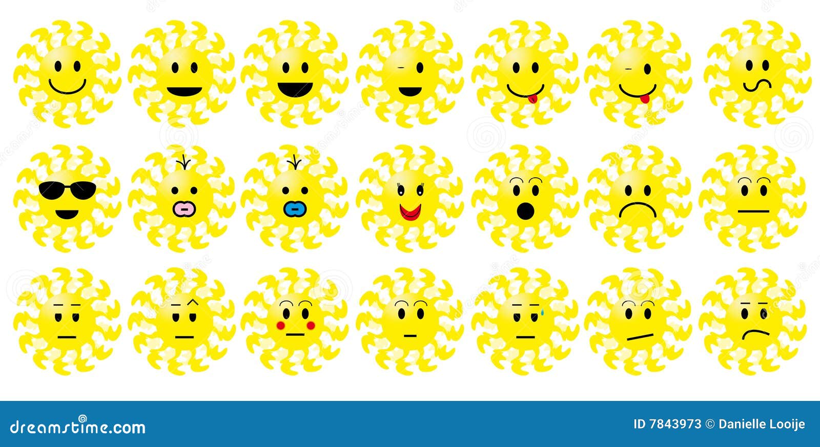 Set of sun smileys stock vector. Illustration of computer - 7843973