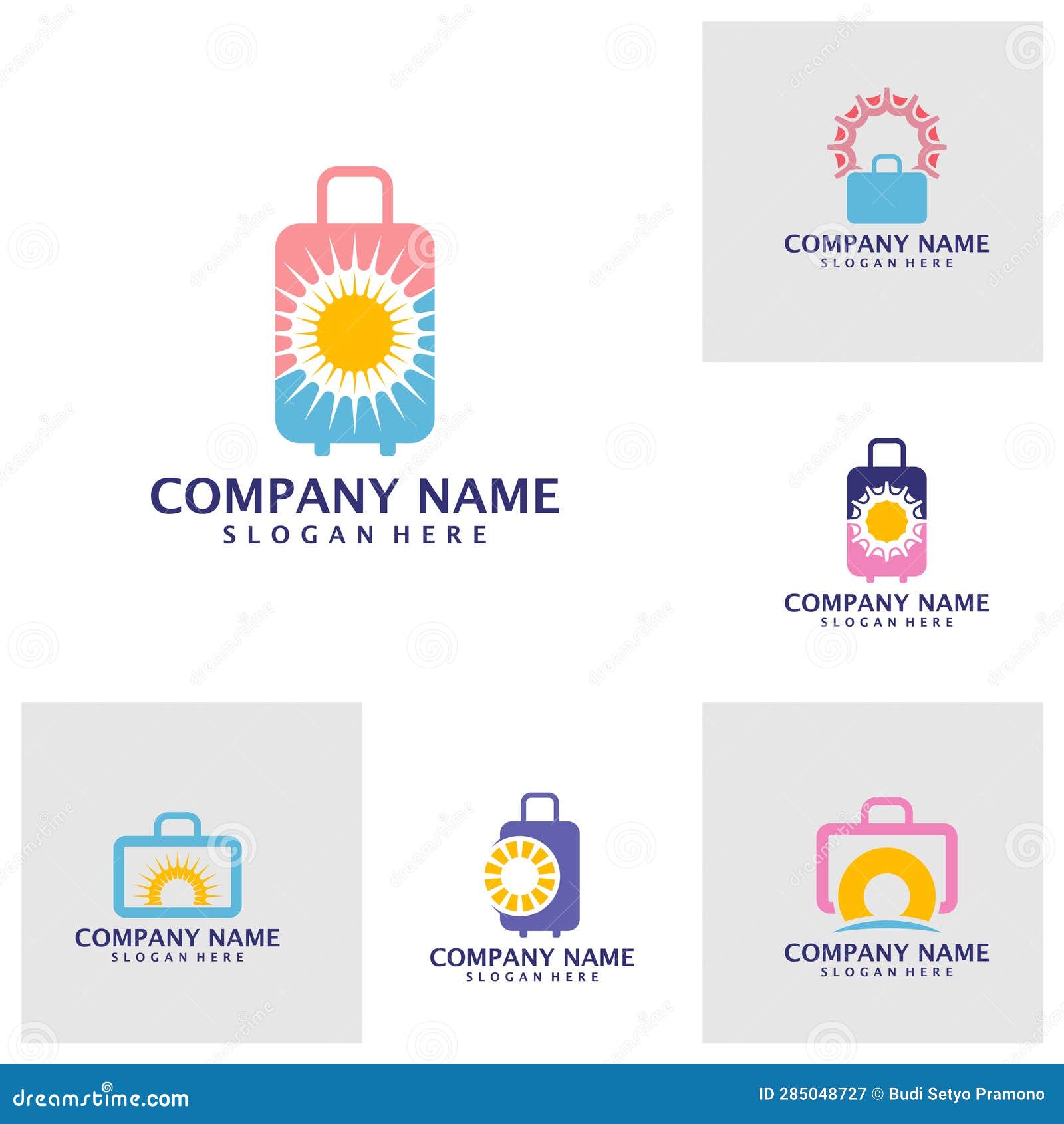 Set of Sun Suitcase Logo Design Vector. Suitcase Logo Design Template ...