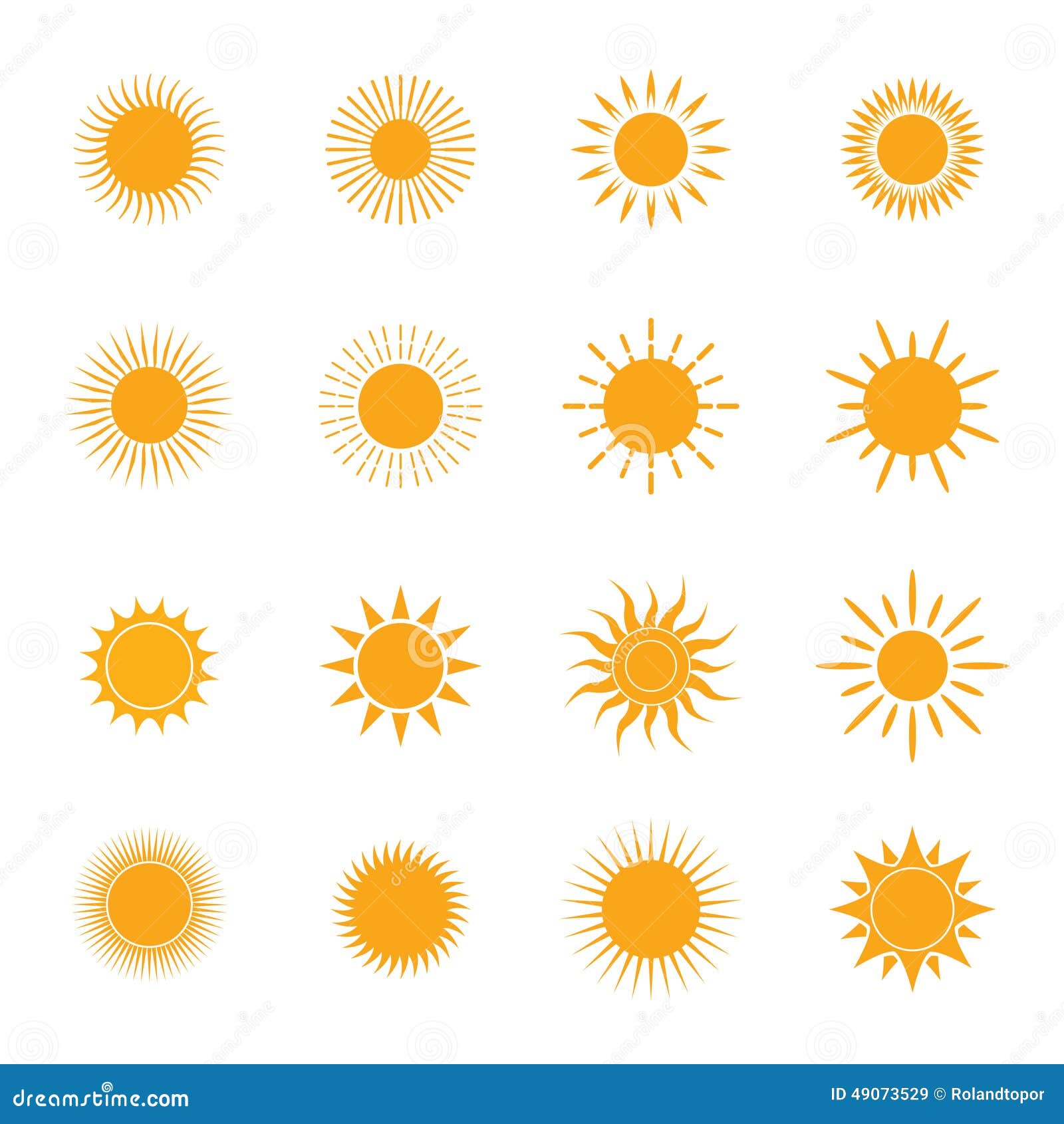 Set of Sun symbol stock illustration. Illustration of sunlight - 49073529