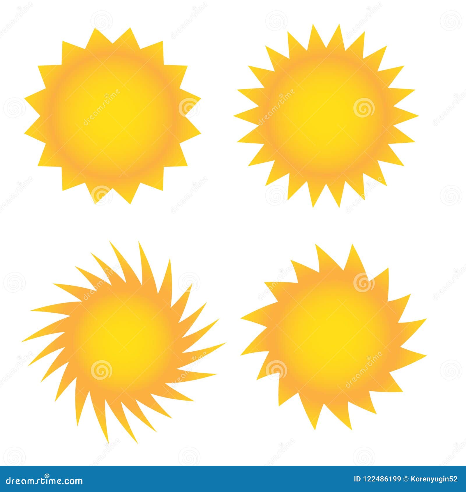 Set of Sun Symbol Weather Icon, Stock Vector Illustration Stock Vector ...