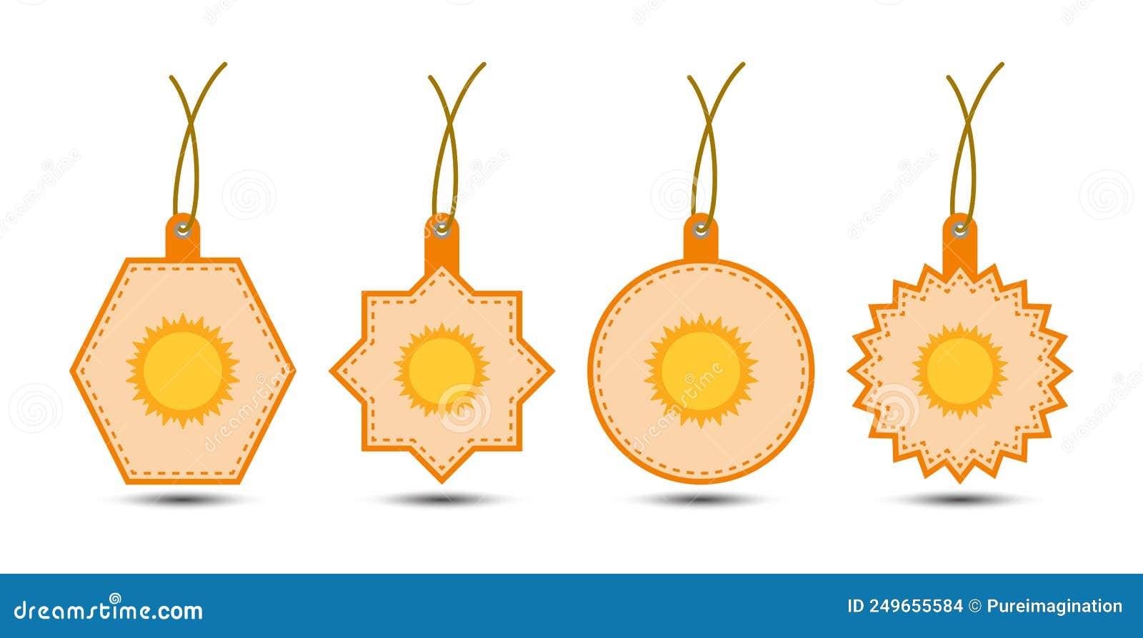 Set of Sun tags with cord stock vector. Illustration of gift - 249655584