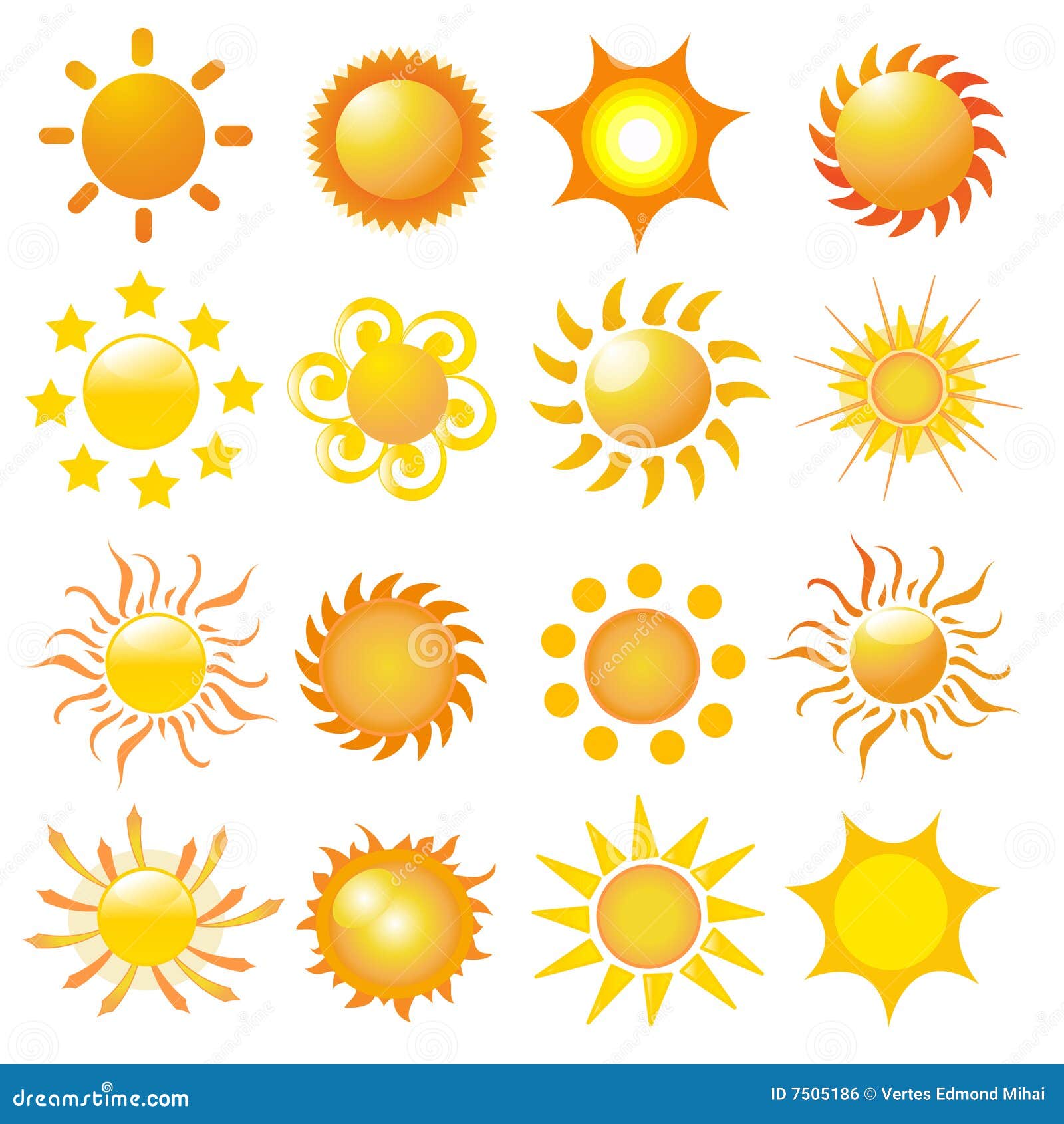 Set of sun vector stock vector. Illustration of woodcut - 7505186