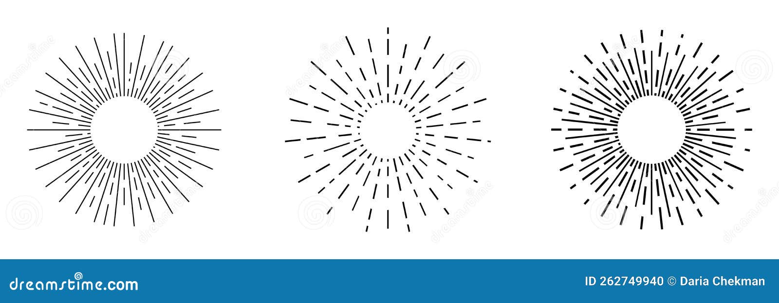 Set of Sunbeams Hand Drawn, Line Drawing. Stock Vector - Illustration ...
