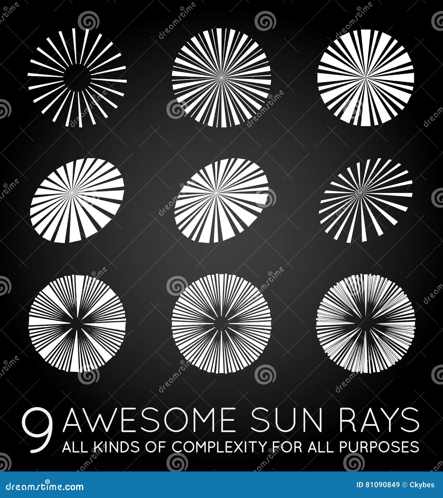 Set of Sunburst Rays of Sun Stock Vector - Illustration of burst, light ...