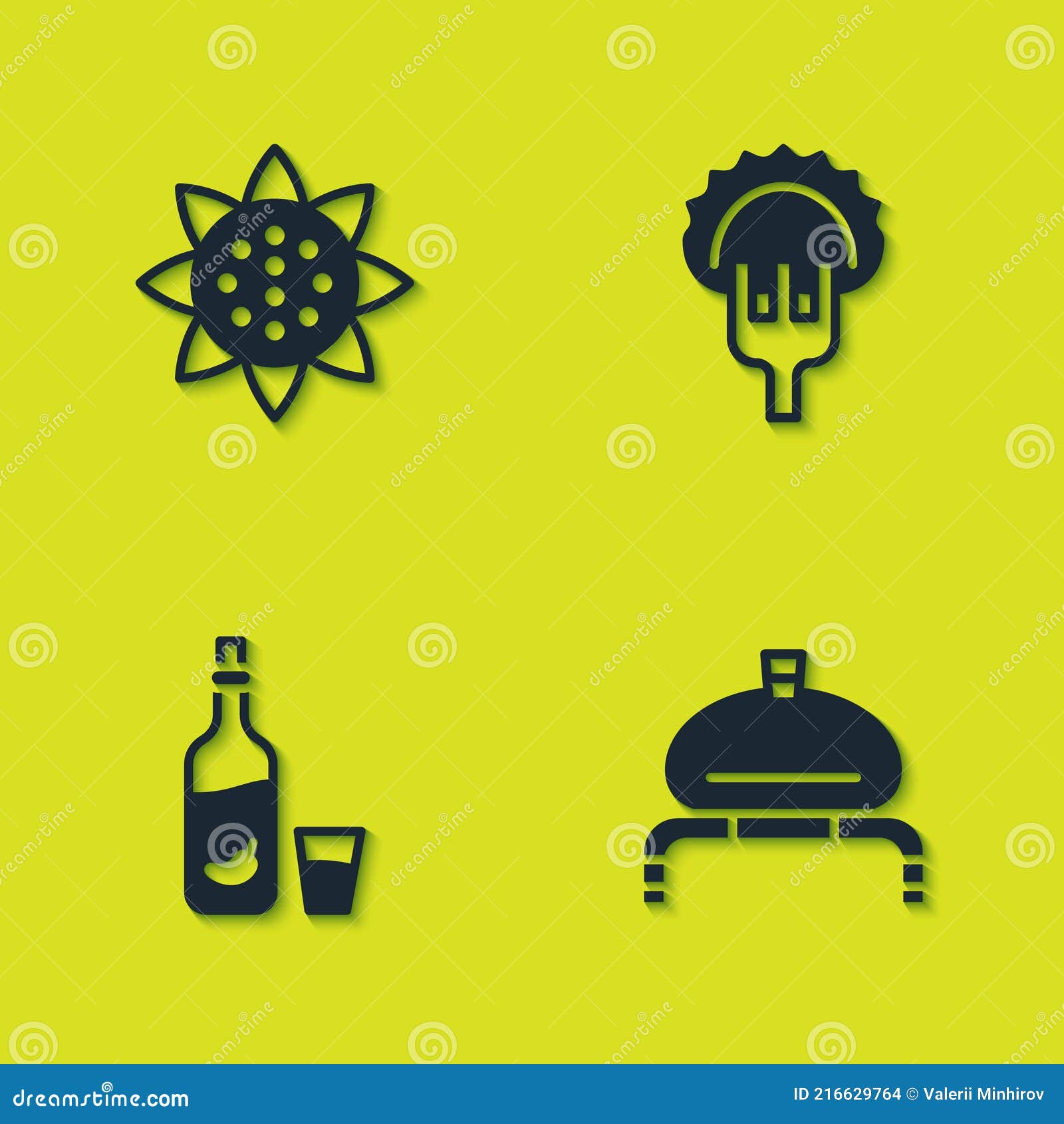 Set Sunflower, Bread and Salt, Vodka with Pepper Glass and Dumplings on ...