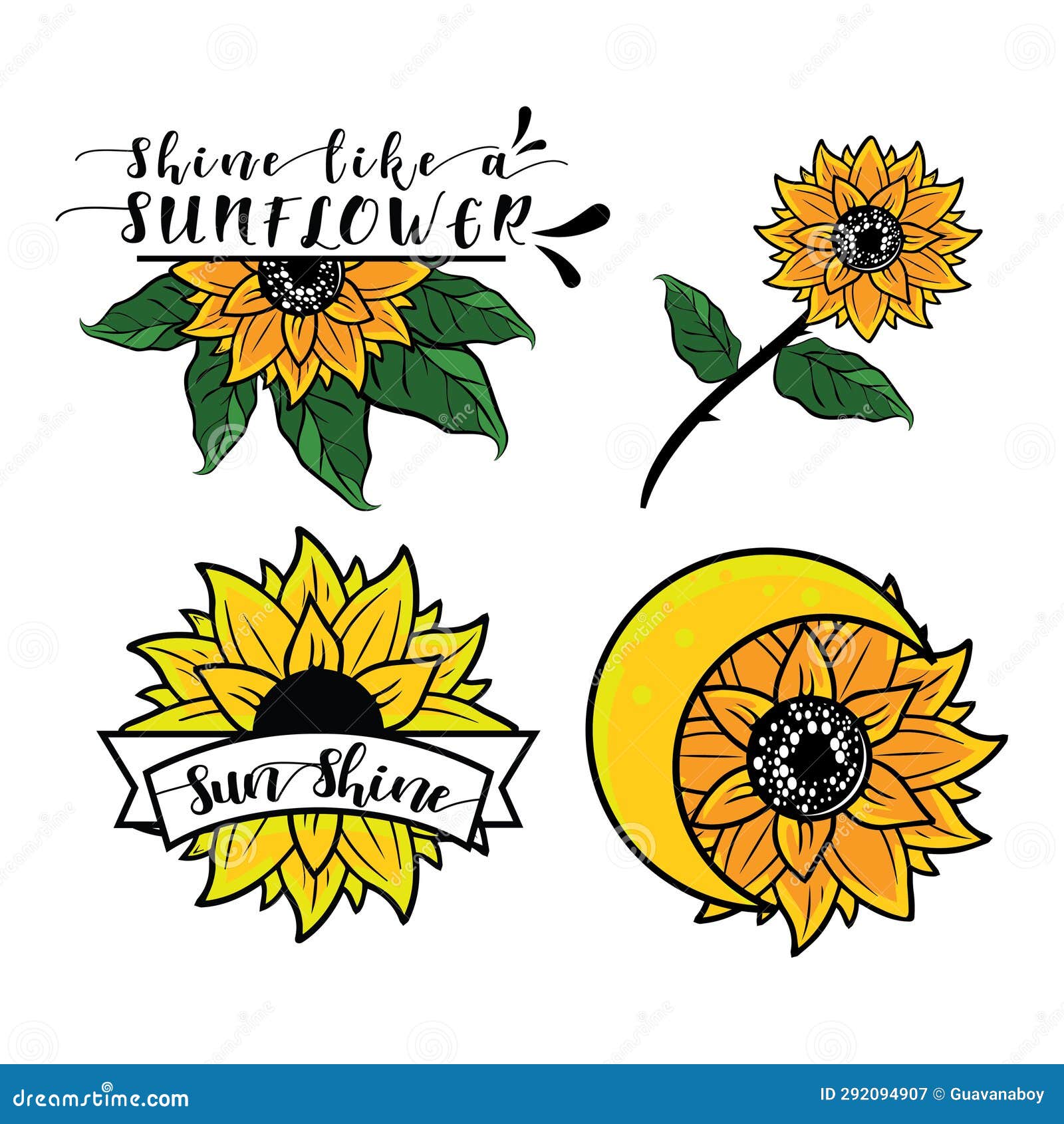 Set of Sunflower Inpiration Quote Design Stock Illustration ...