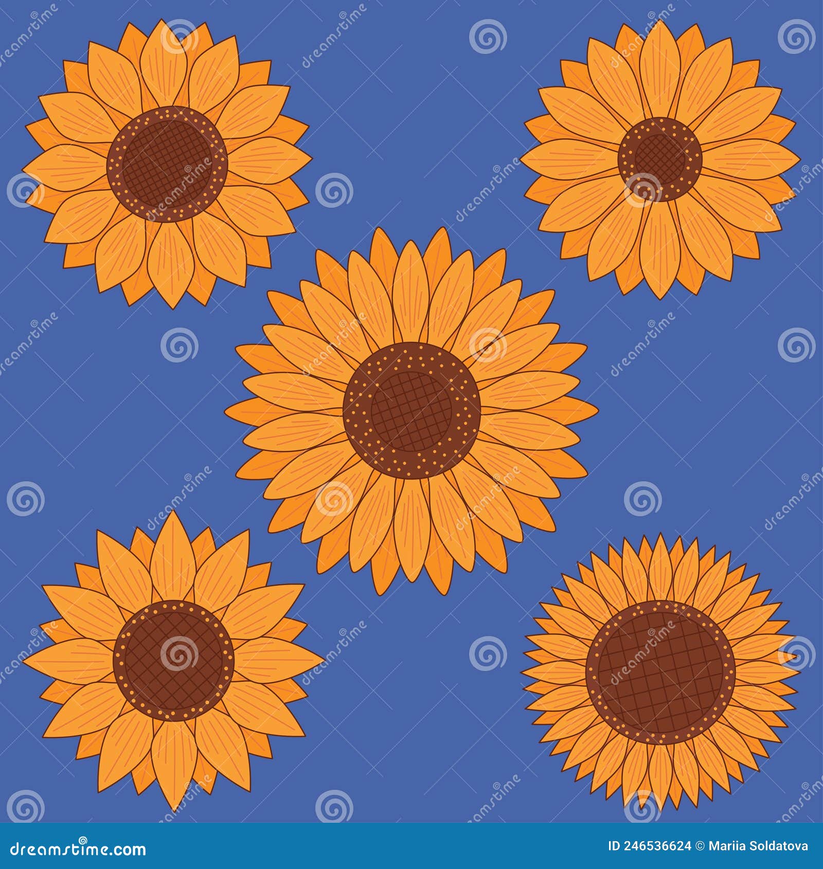 Set of Sunflower Plant Vector Flat Icons Stock Vector - Illustration of ...