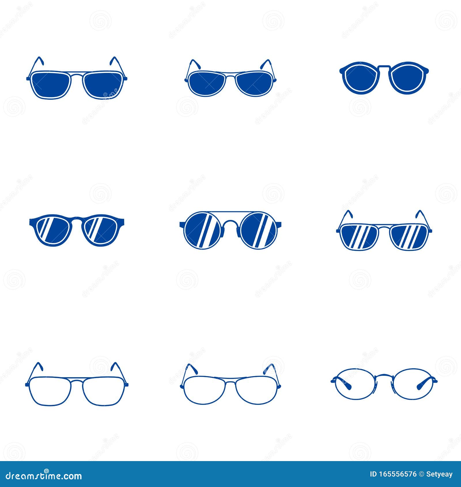 Set Of Sunglasses Icon Vector Template Eyeglasses Geek Glasses