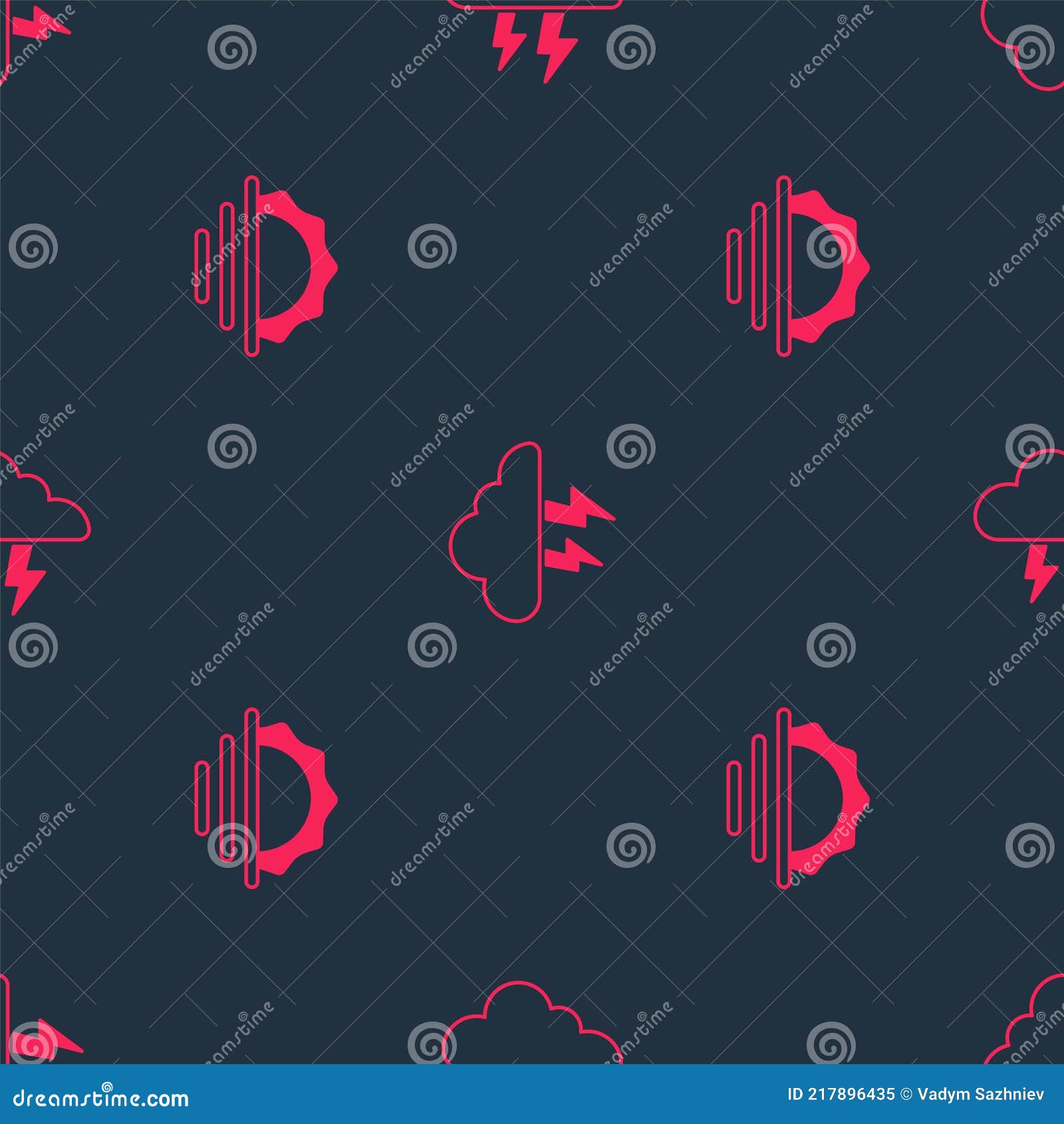 Set Sunrise and Storm on Seamless Pattern. Vector Stock Vector ...