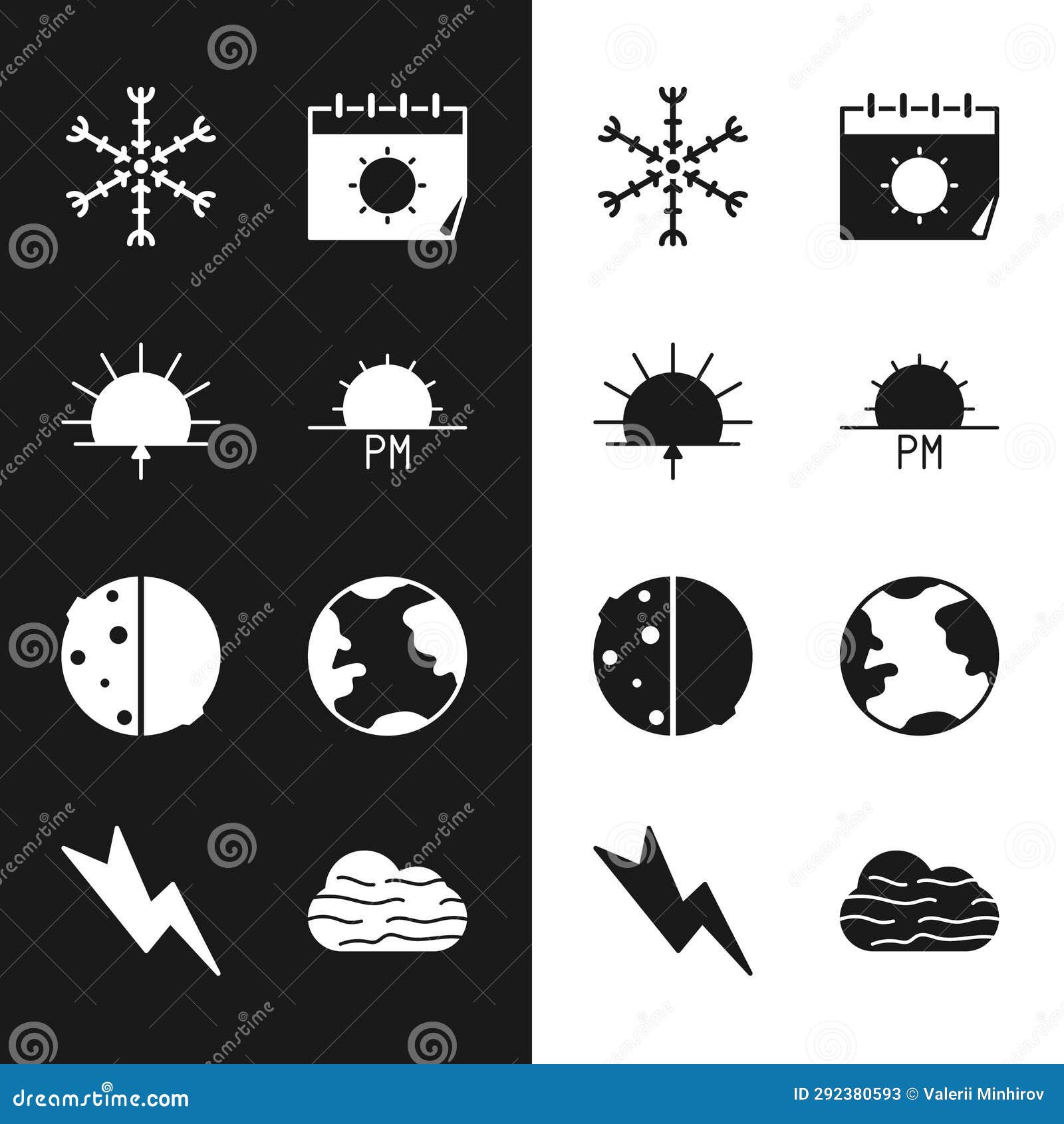 Set Sunset, Sunrise, Snowflake, Calendar and Sun, Eclipse of the, Earth ...
