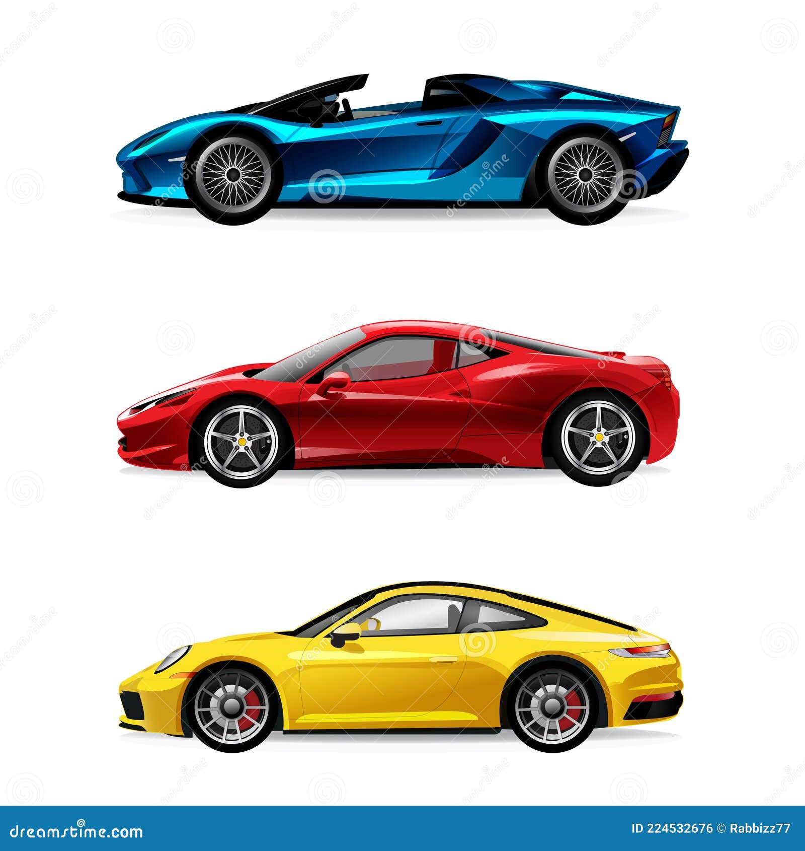 Set of Super Car Isolated Vector Illustration Stock Vector ...