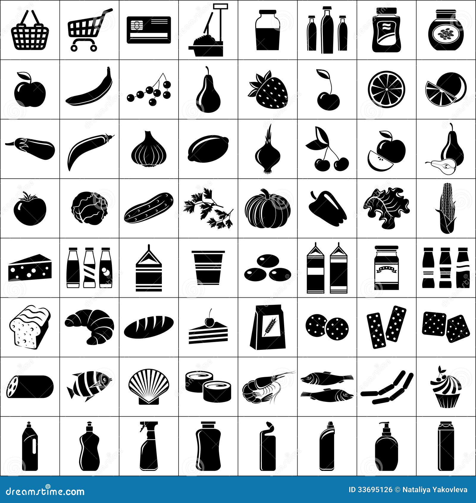 Set of supermarket symbols stock vector. Illustration of buying - 33695126