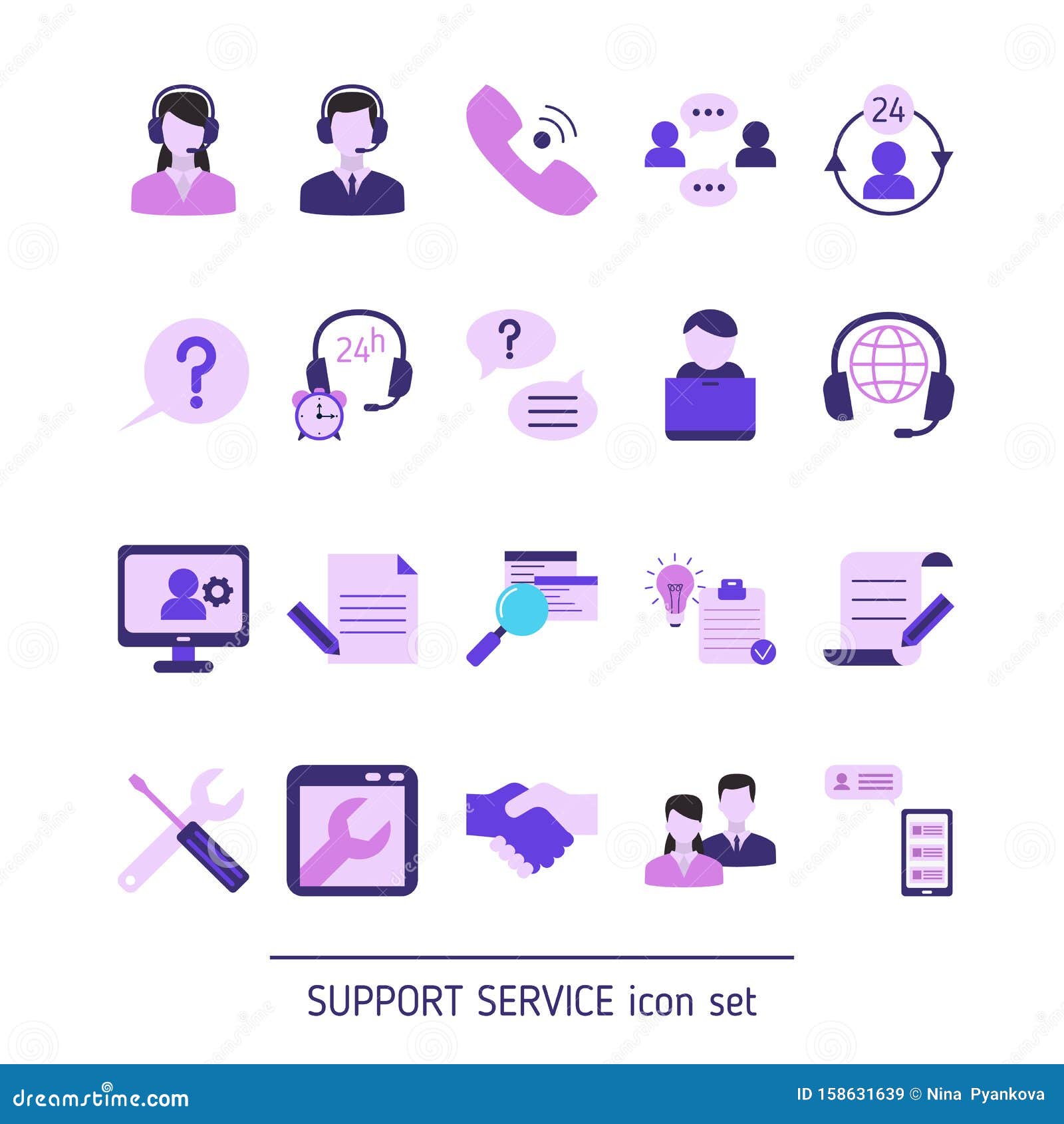 Support service icons stock vector. Illustration of center - 158631639