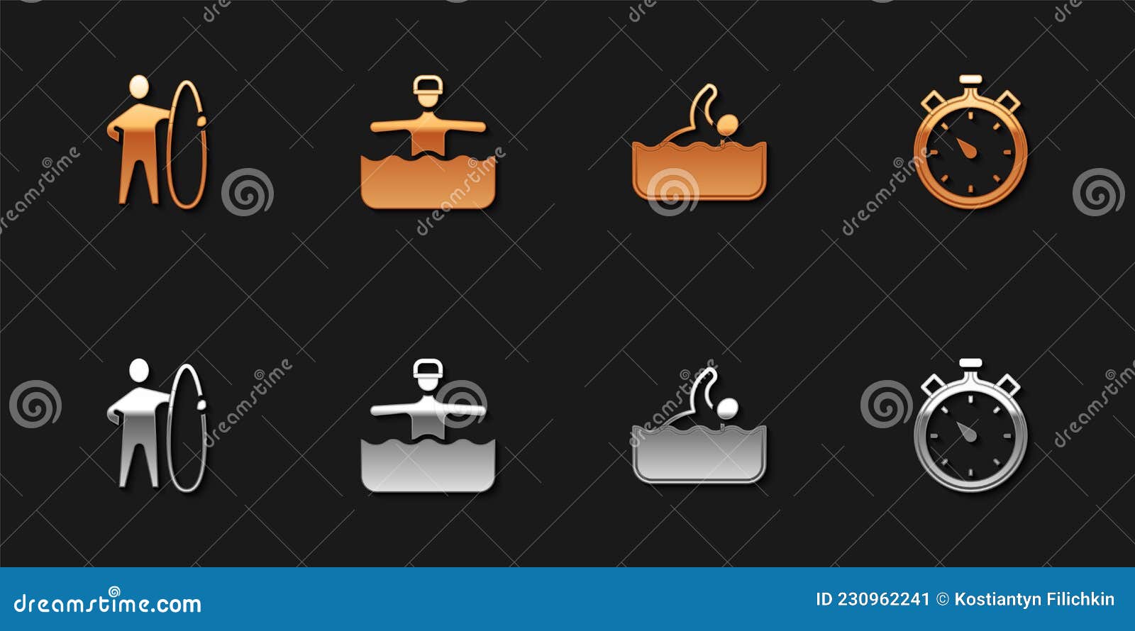 Set Water Gymnastics, Swimsuit, Polo, Yacht Sailboat, Skiing Man ...