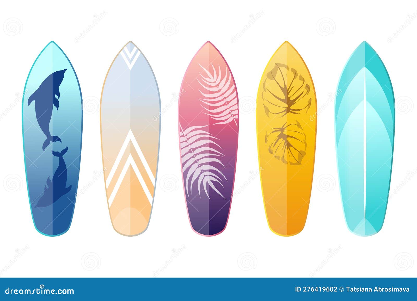 A Set of Surfboards, with Various Patterns.Summer Elements Stock Vector ...