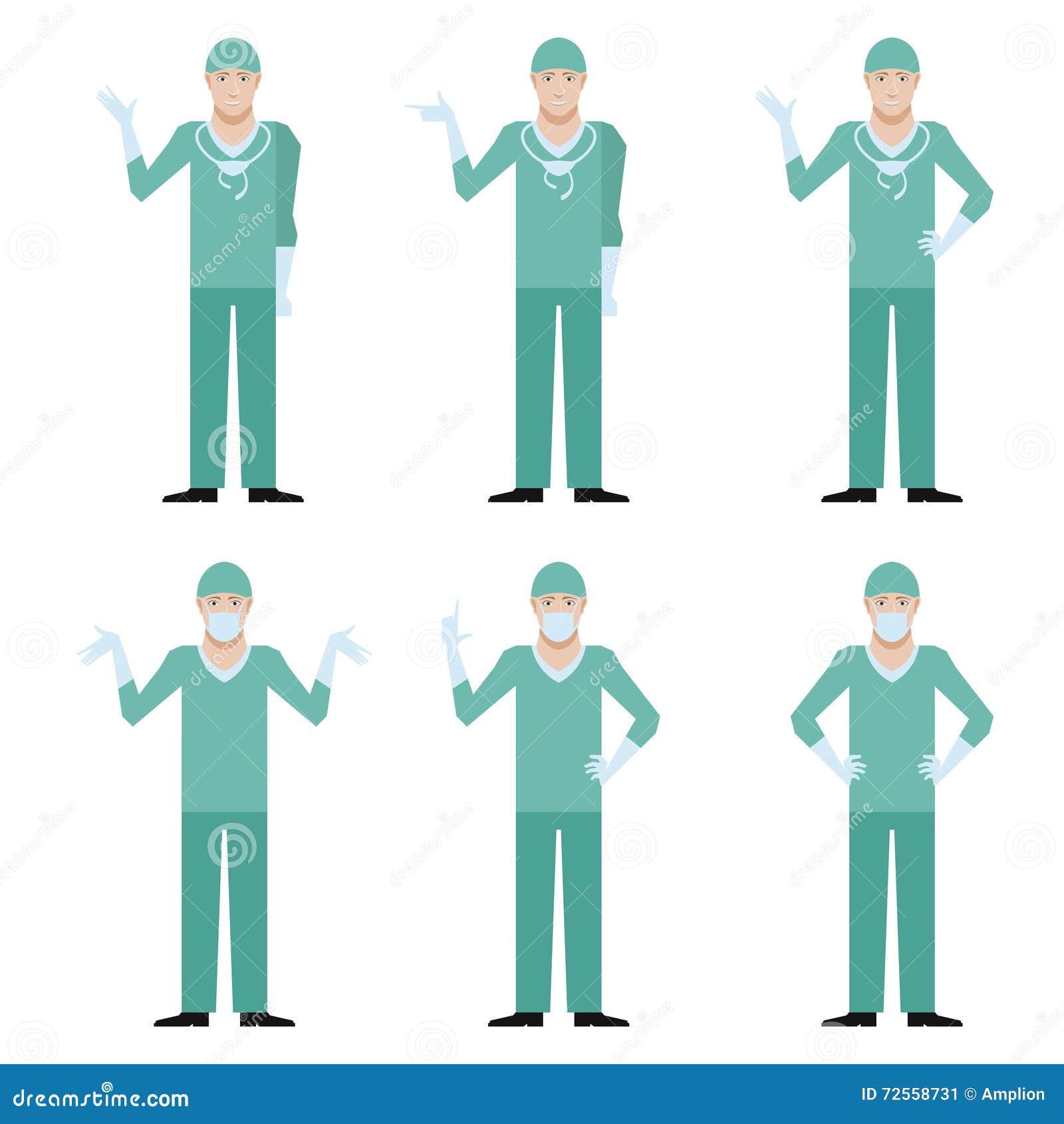 Set of surgeons stock vector. Illustration of practitioner - 72558731