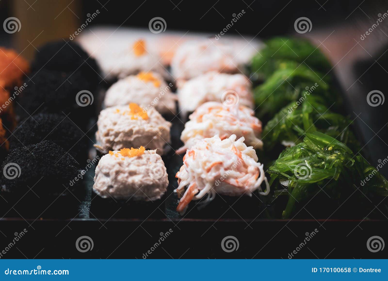 Set of Sushi Rolls in Buffet Table Stock Photo - Image of japan, close ...