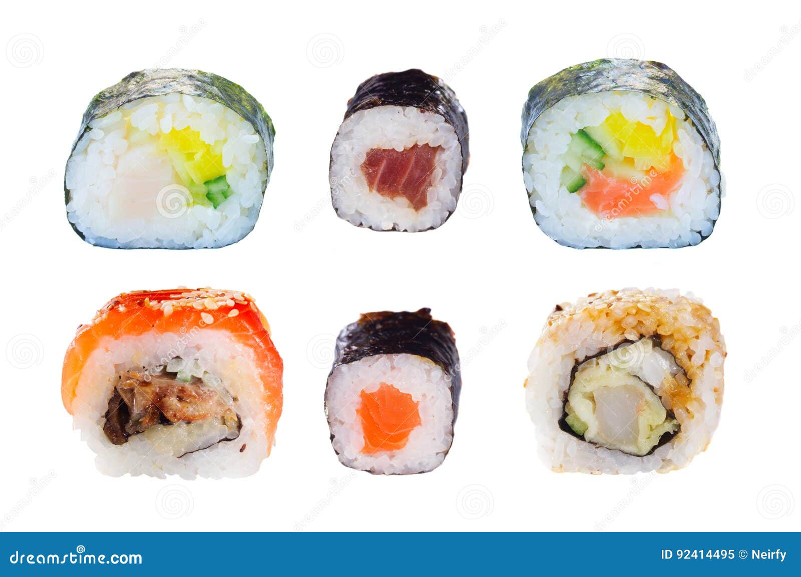 Set of sushi rolls stock image. Image of closeup, roll - 92414495