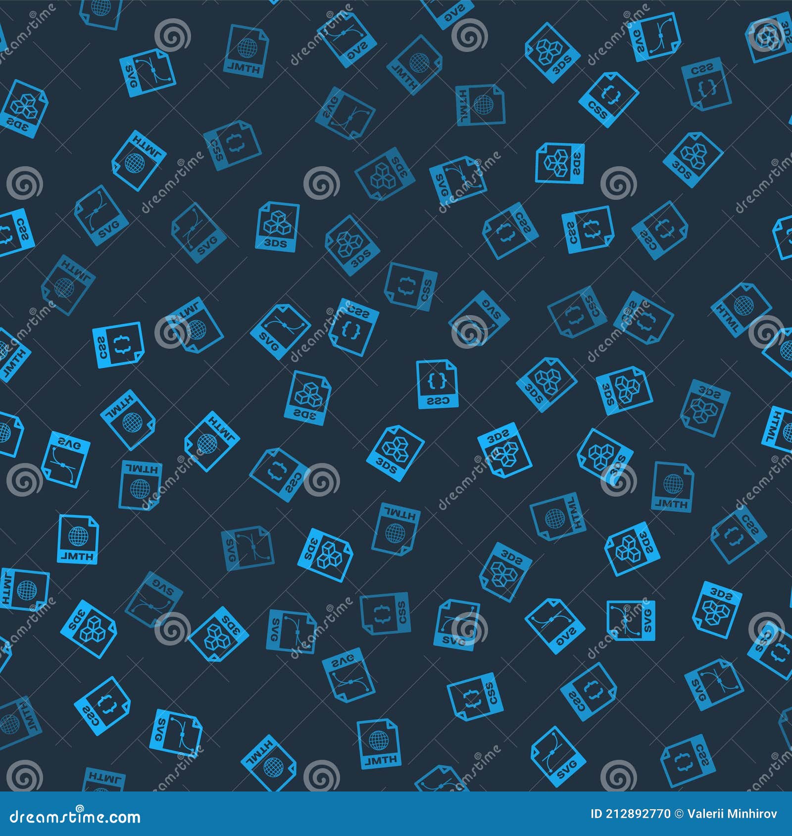 Set Svg File Document 3ds Css And Html On Seamless Pattern Vector 4058