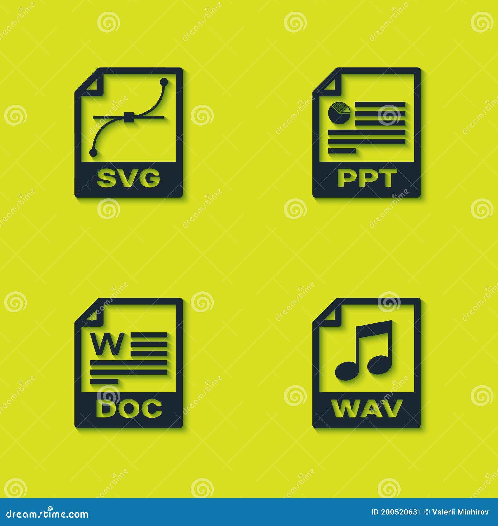 Set SVG File Document, WAV, DOC and PPT Icon. Vector Stock Illustration ... Set SVG File Document, WAV, DOC and PPT Icon. Vector Stock Illustration ...