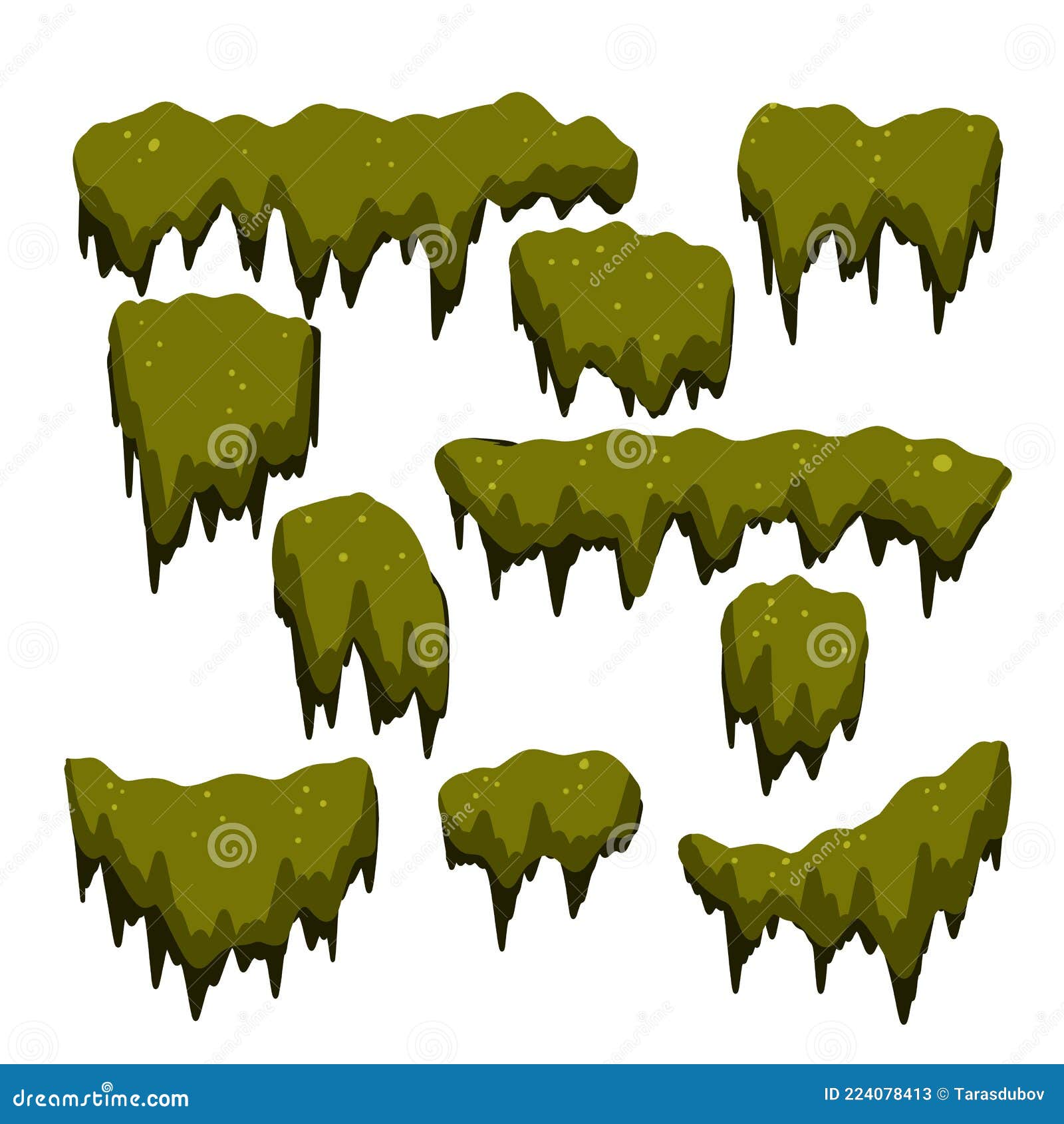 Set of Swamp Moss of Different Shapes. Marsh Element Stock Vector ...