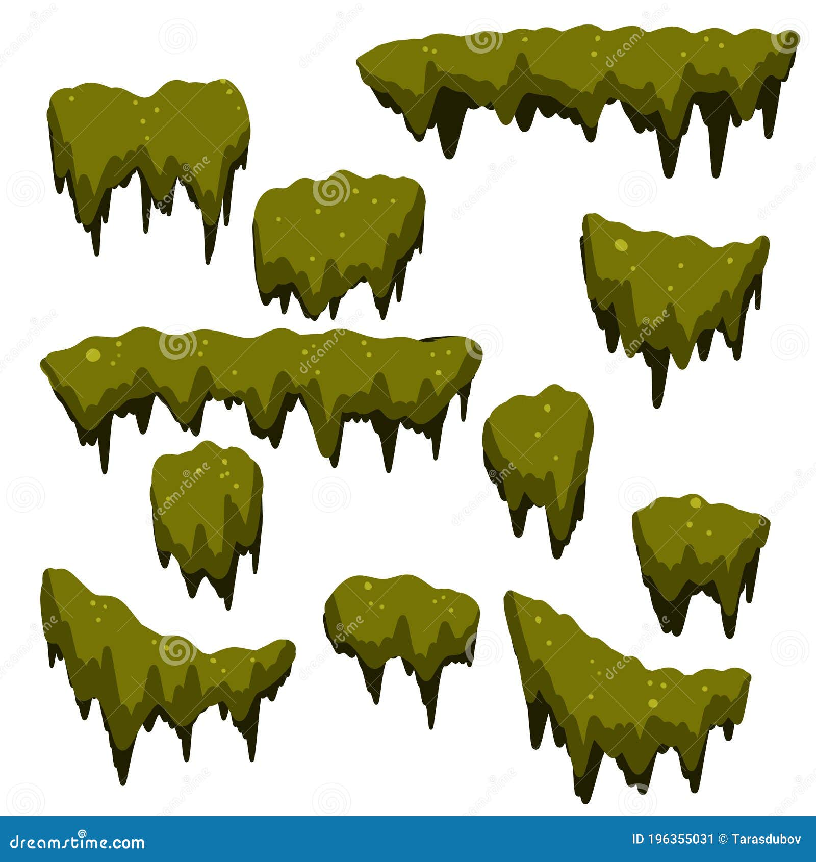 Set of Swamp Moss of Different Shapes. Marsh Element Stock Vector ...
