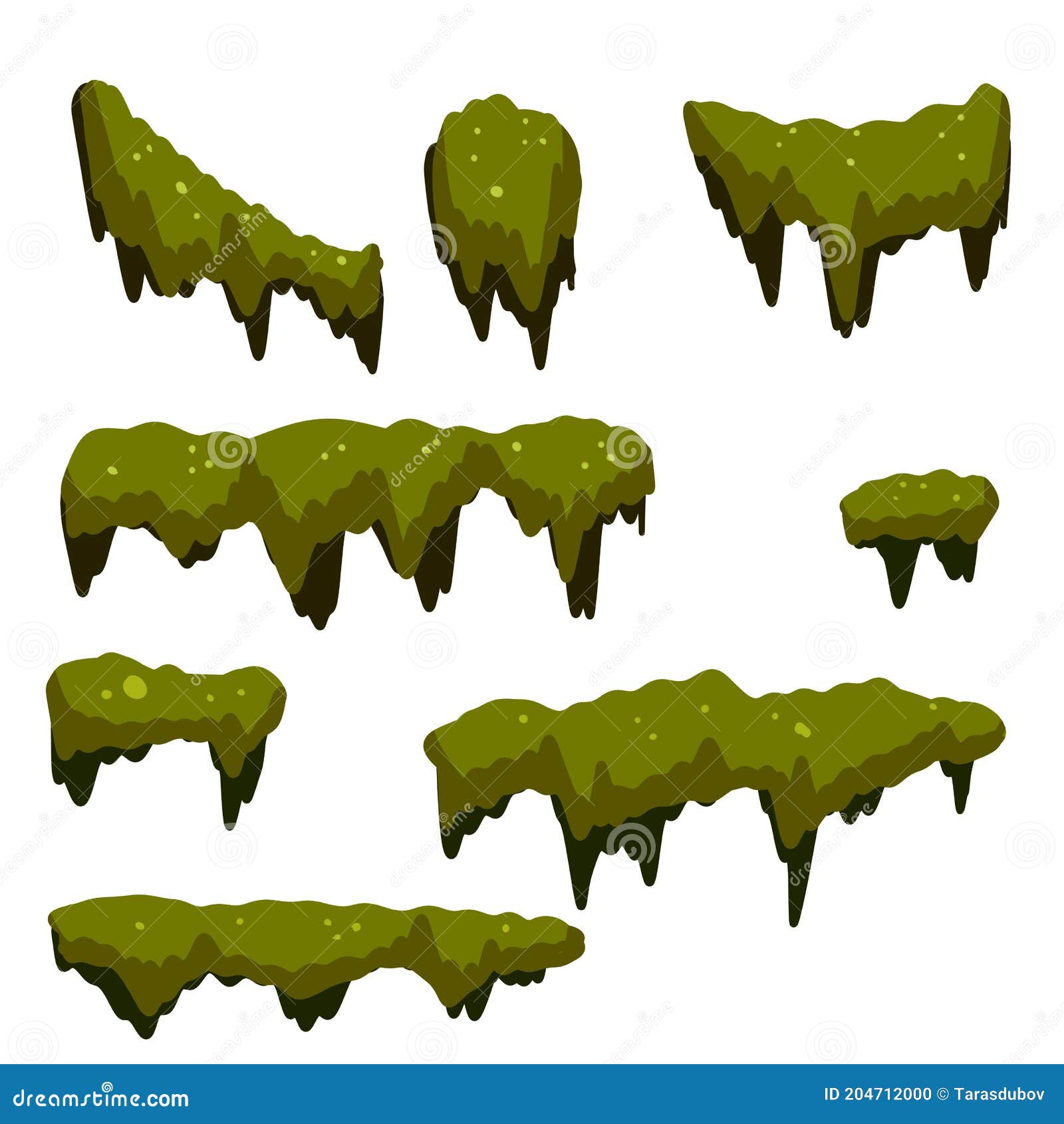 Set Of Swamp Moss Of Different Shapes. Marsh Element. Bog Mud Cartoon ...