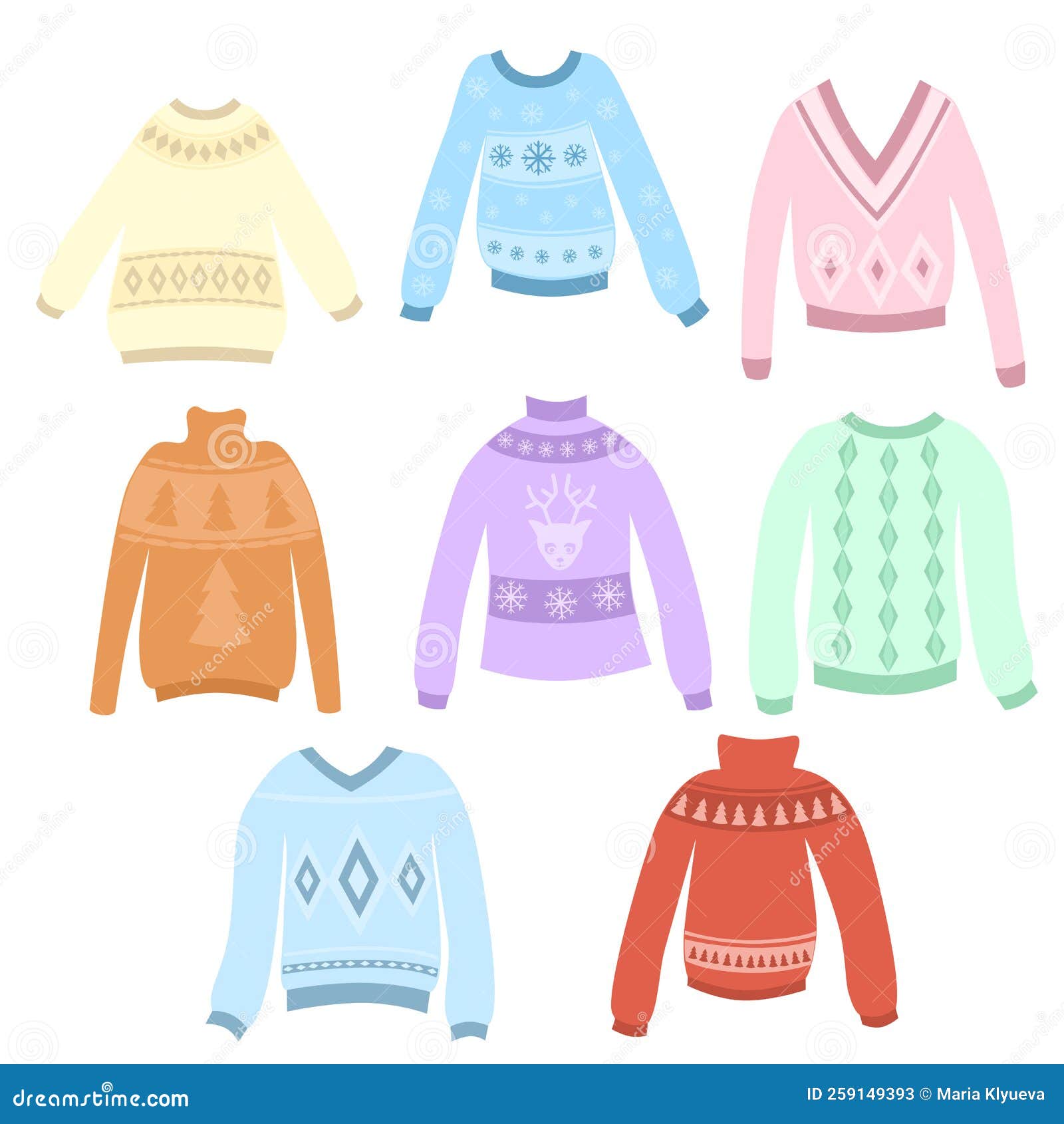 Set of Sweaters in Pastel Colors. Isolated Vector Stock Vector ...