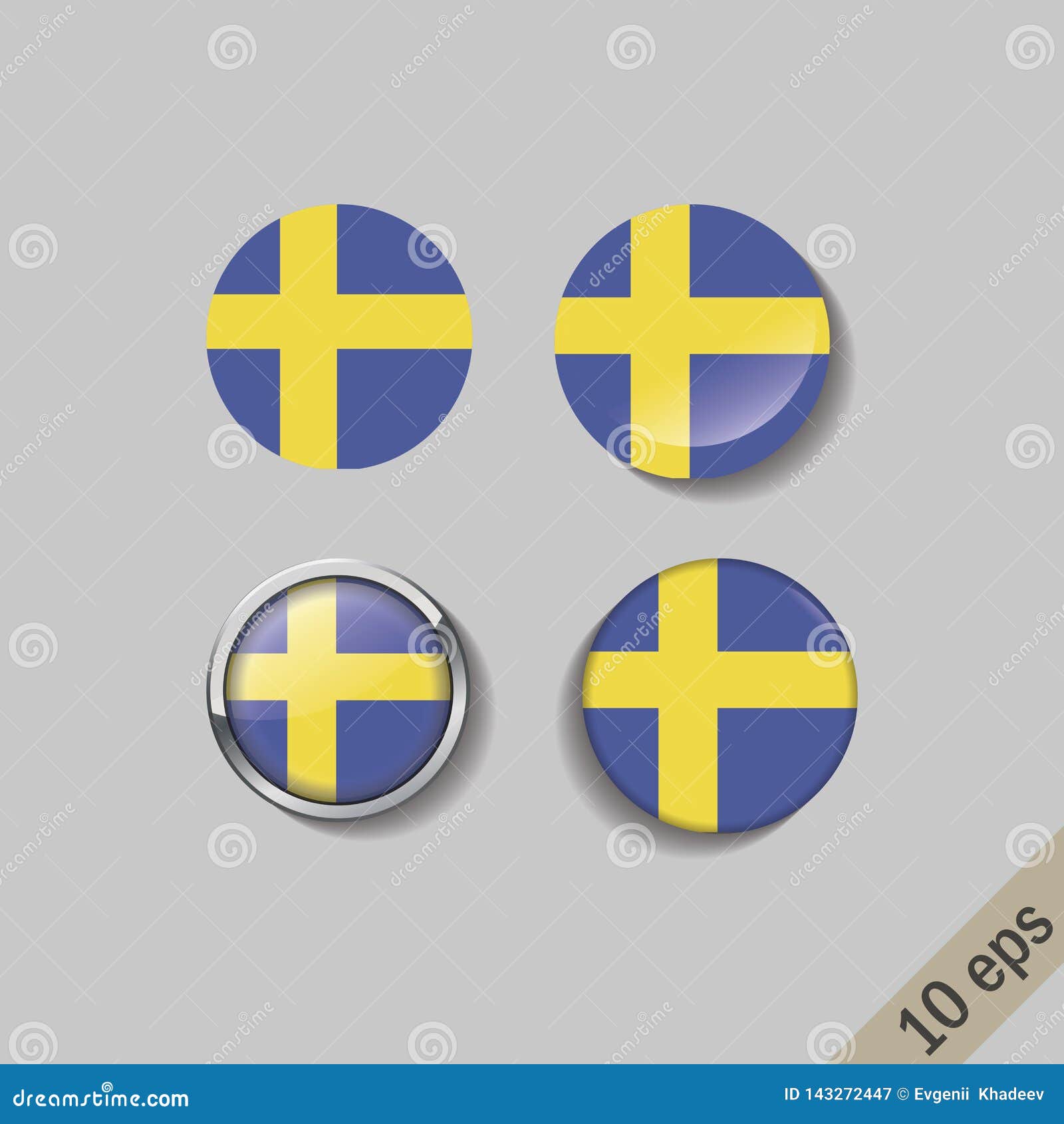 Set of SWEDEN Flags Round Badges Stock Illustration - Illustration of ...
