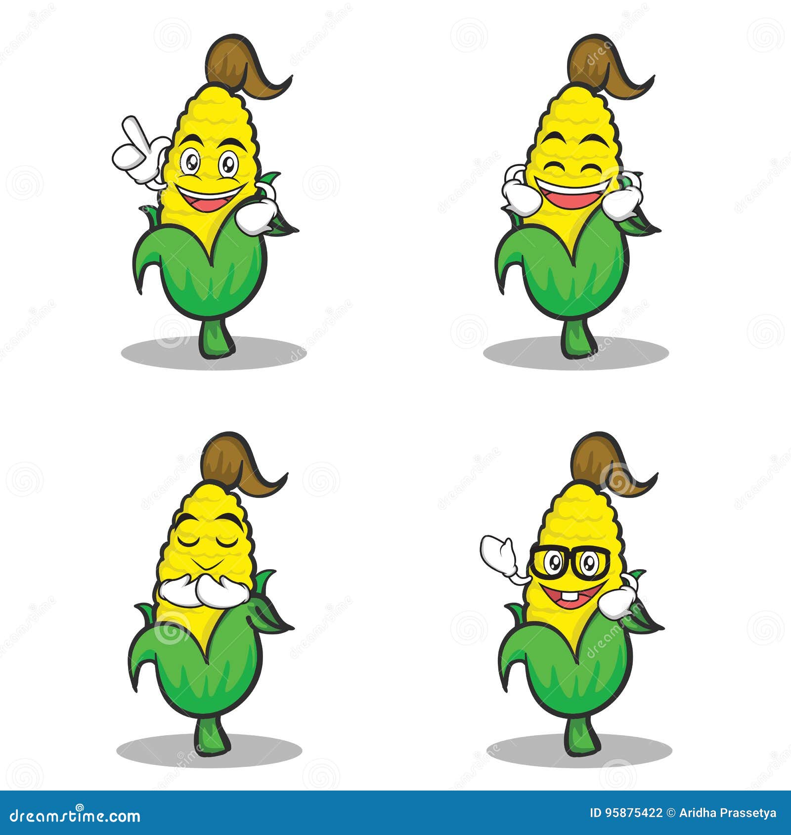 Set of Sweet Corn Character Cartoon Stock Vector - Illustration of ...